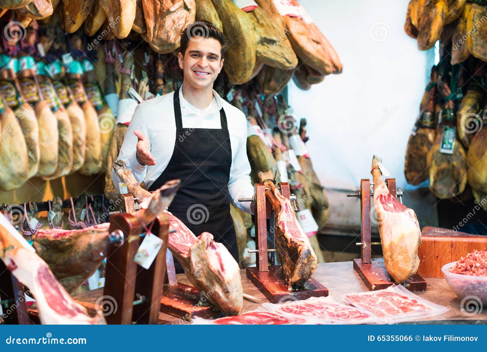 Worker Selling Spanish Jamon Stock Photo - Image of ordinary, caucasian ...