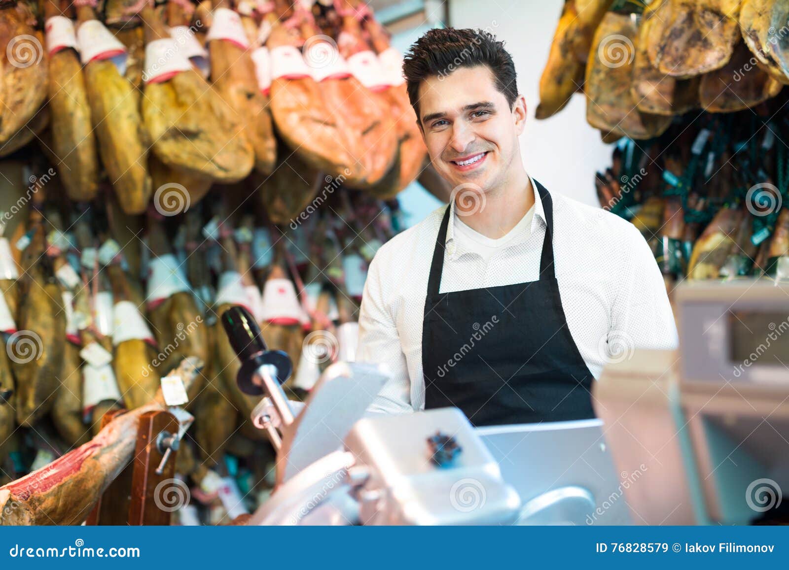 Worker Selling Spanish Jamon Stock Image - Image of distributor ...