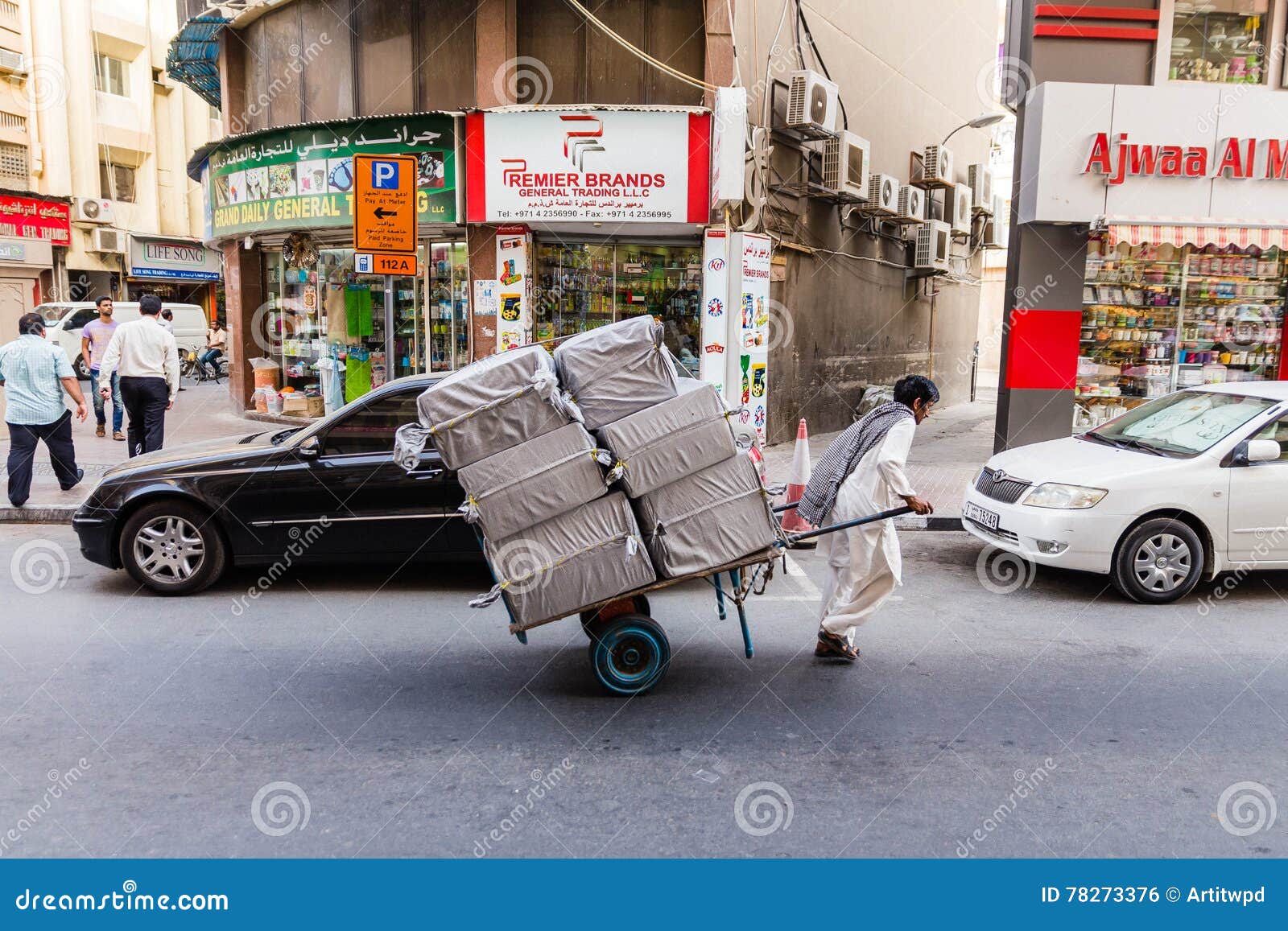 Worker Send Goods by Trolley in the Souk of Dubai Editorial Photo ...