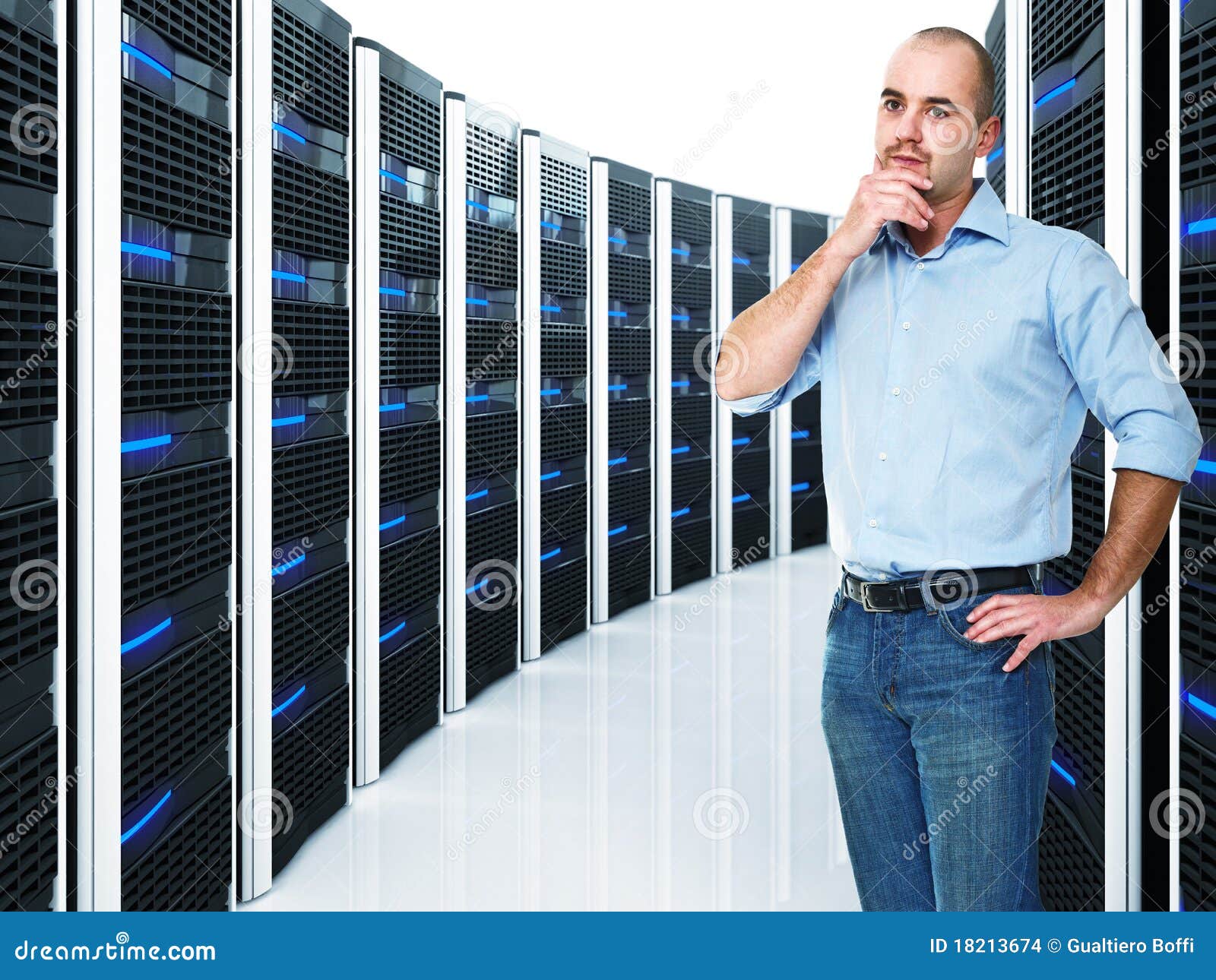 Worker and server stock illustration. Illustration of confident - 18213674