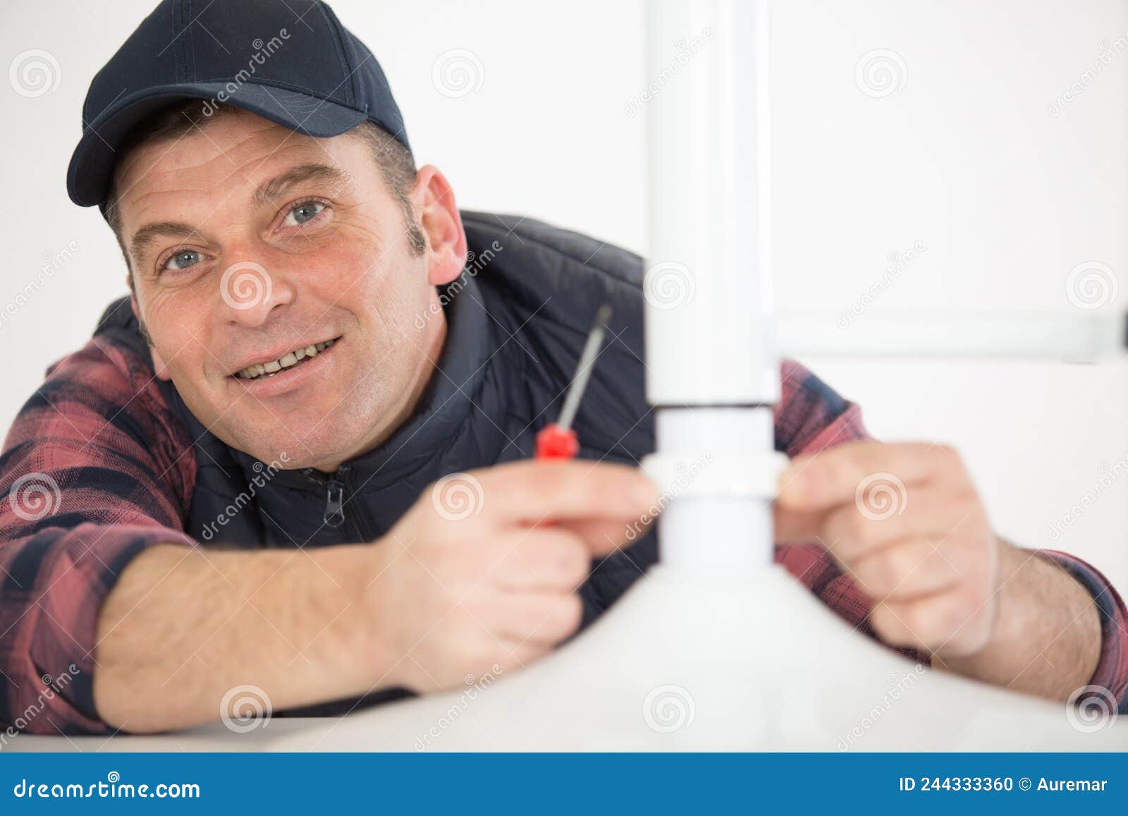 Worker Set Up Electric Heating Boiler at Home Stock Photo - Image of ...