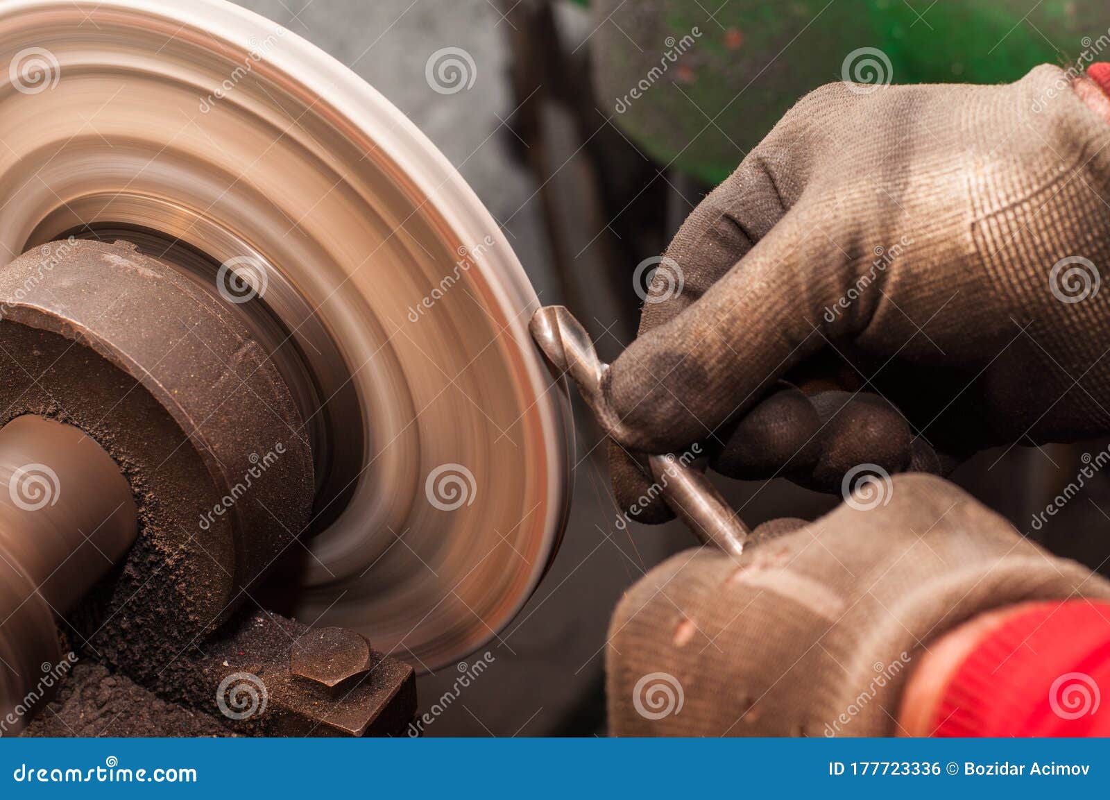 Worker Sharpening Drill with Grindstone Abrasive Disc Cutter Machine ...
