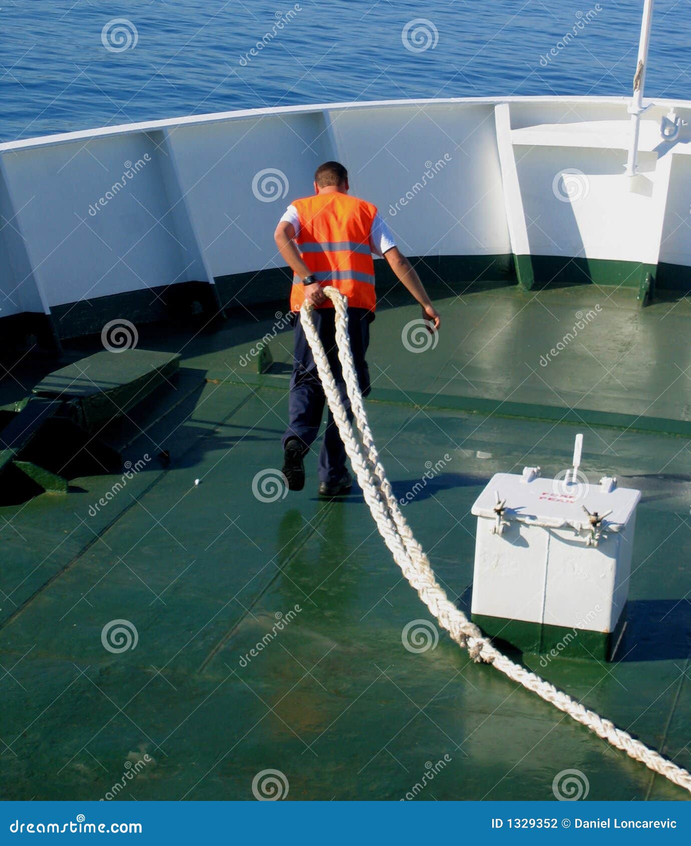Worker at the ship stock photo. Image of ropes, rope, white - 1329352