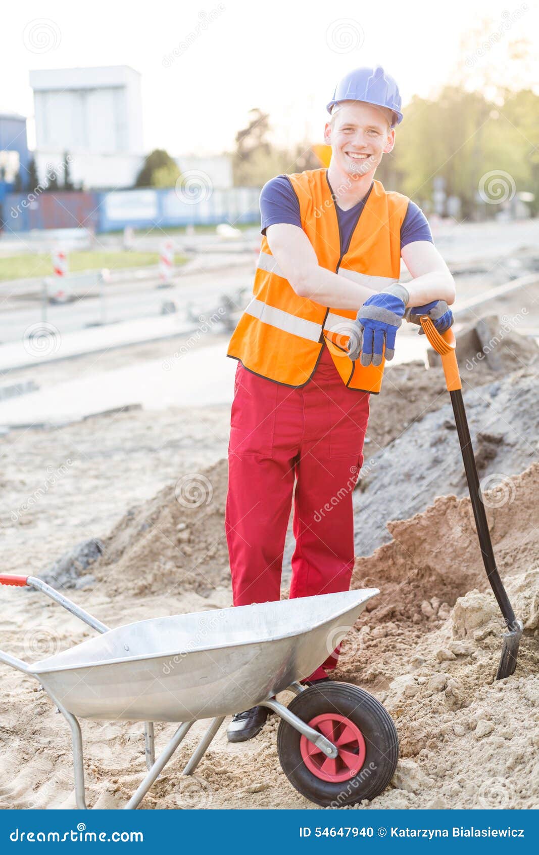 Worker with shovel stock photo. Image of helmet, rest - 54647940