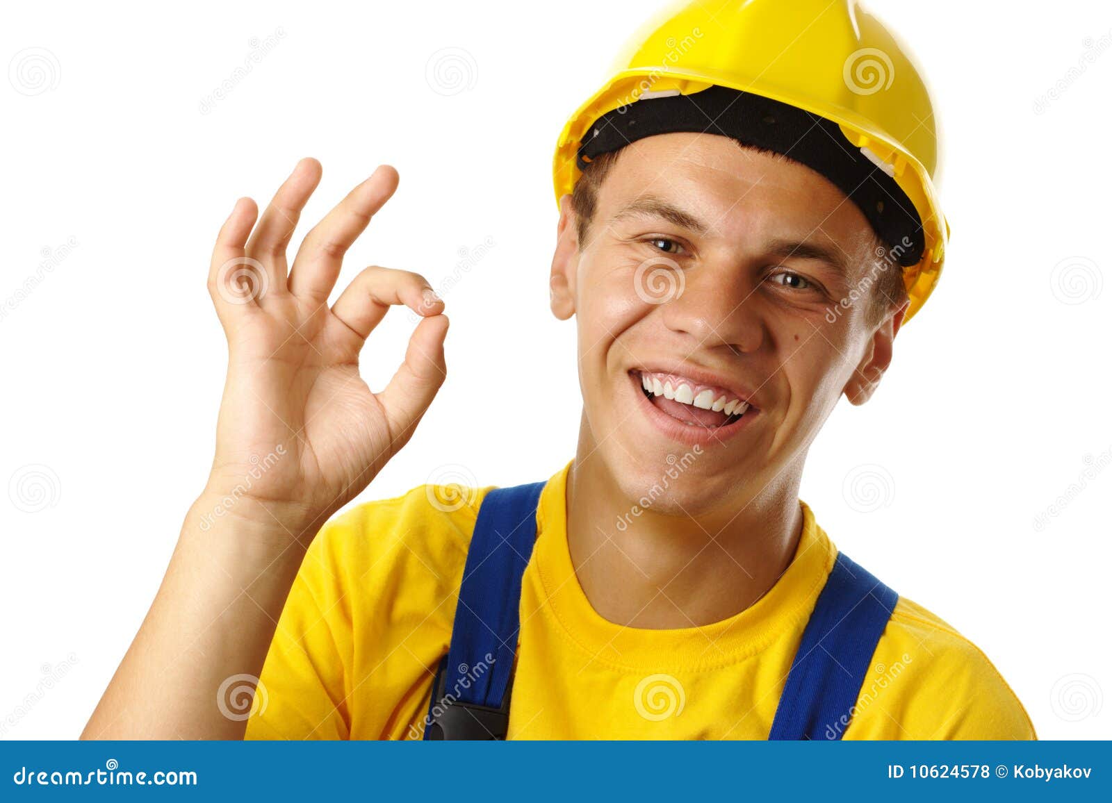 Worker showing OK sign stock photo. Image of horizontal - 10624578