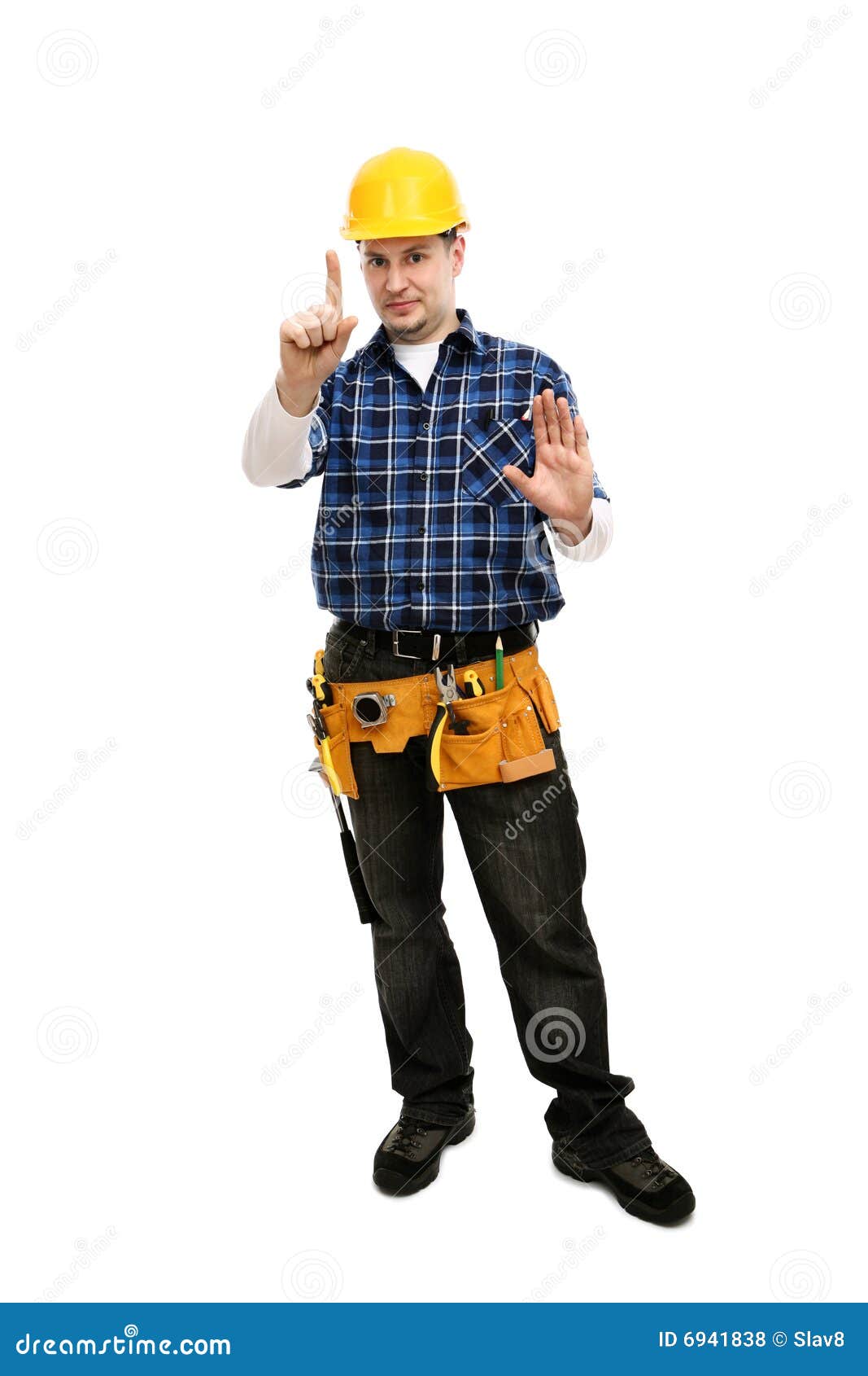 Worker showing stop sign stock photo. Image of mechanic - 6941838