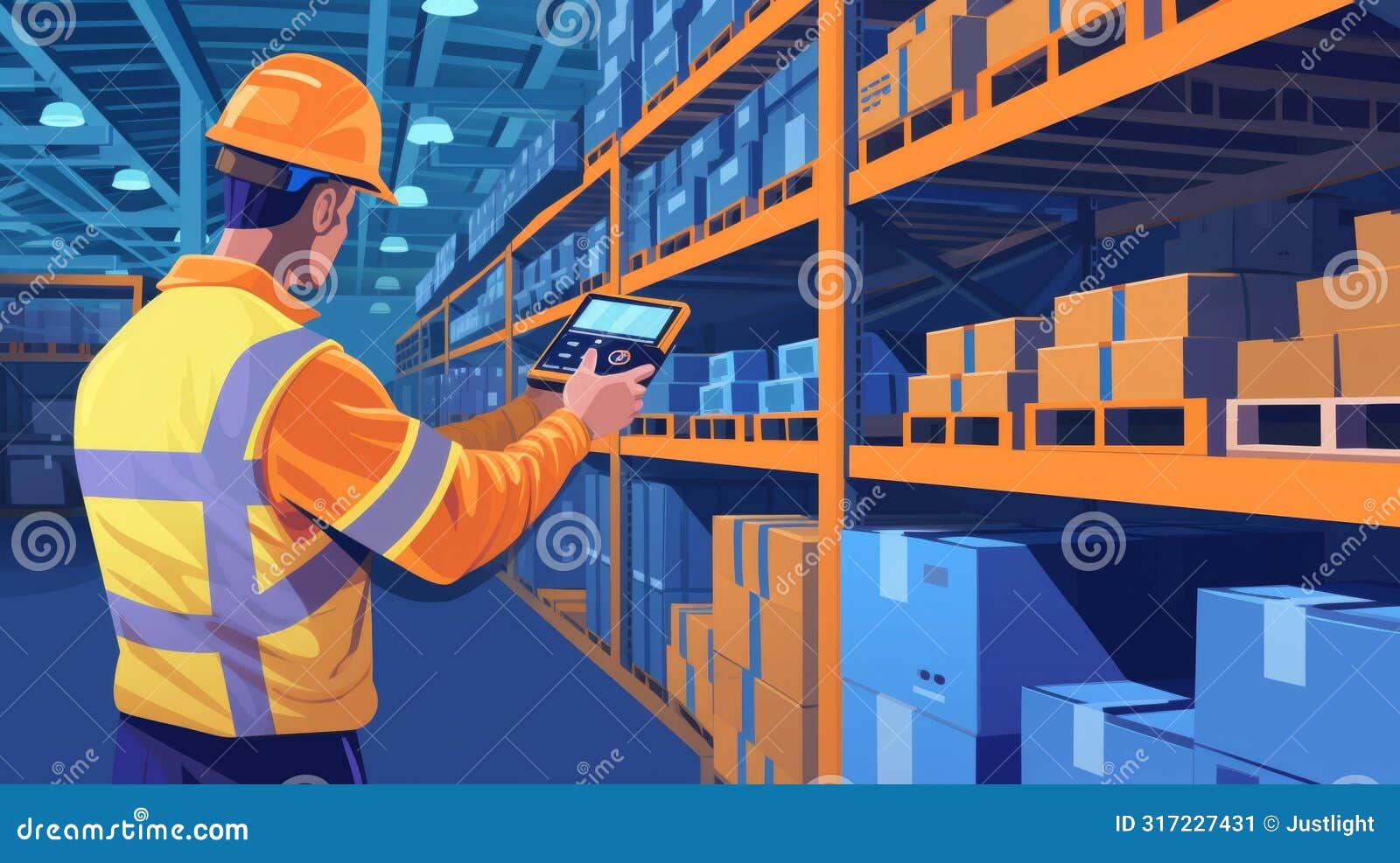 A Worker is Shown Using a Handheld Scanner To Scan and Track Materials ...