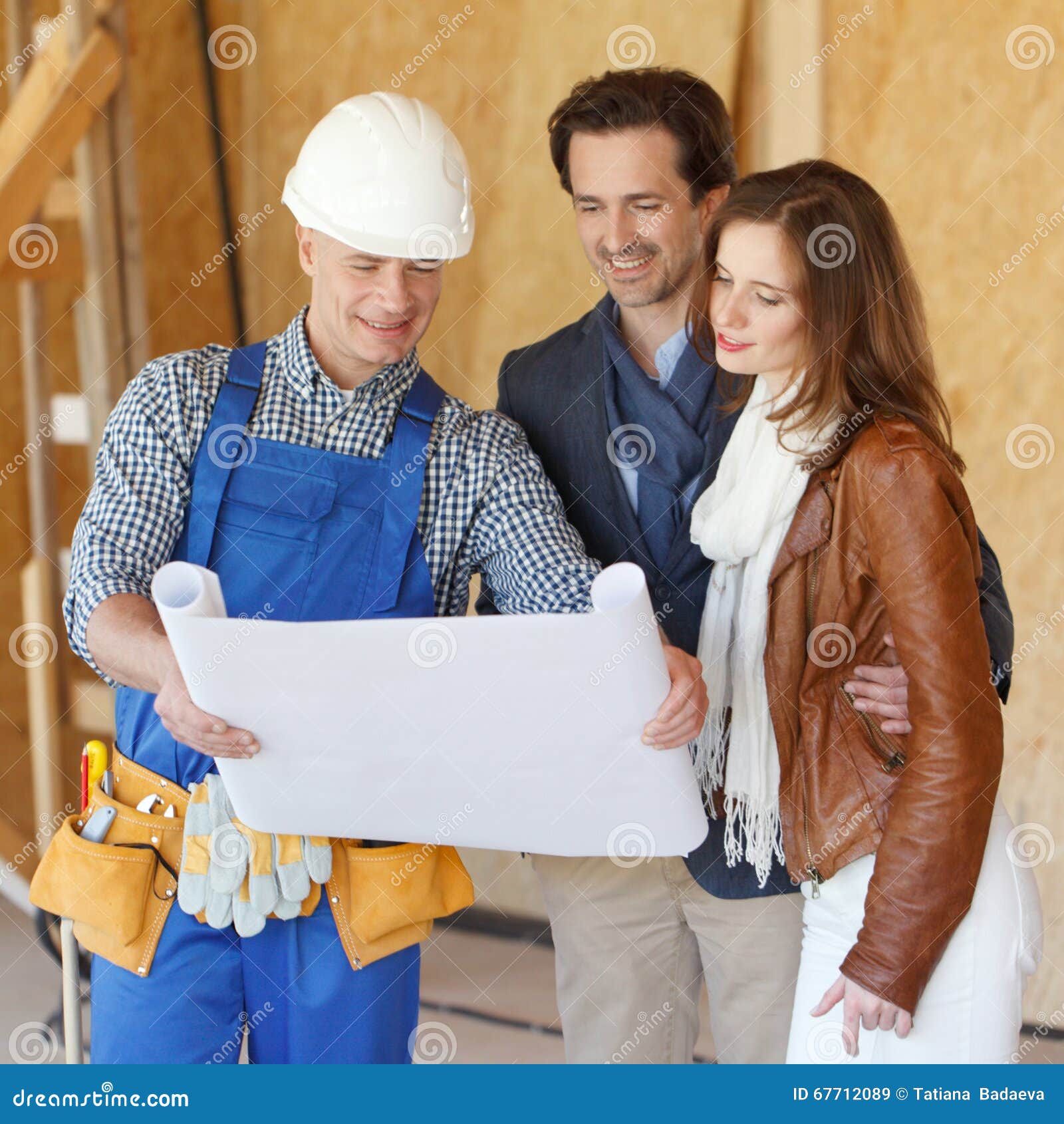 Worker Shows House Design Plans Stock Image - Image of paper, family ...
