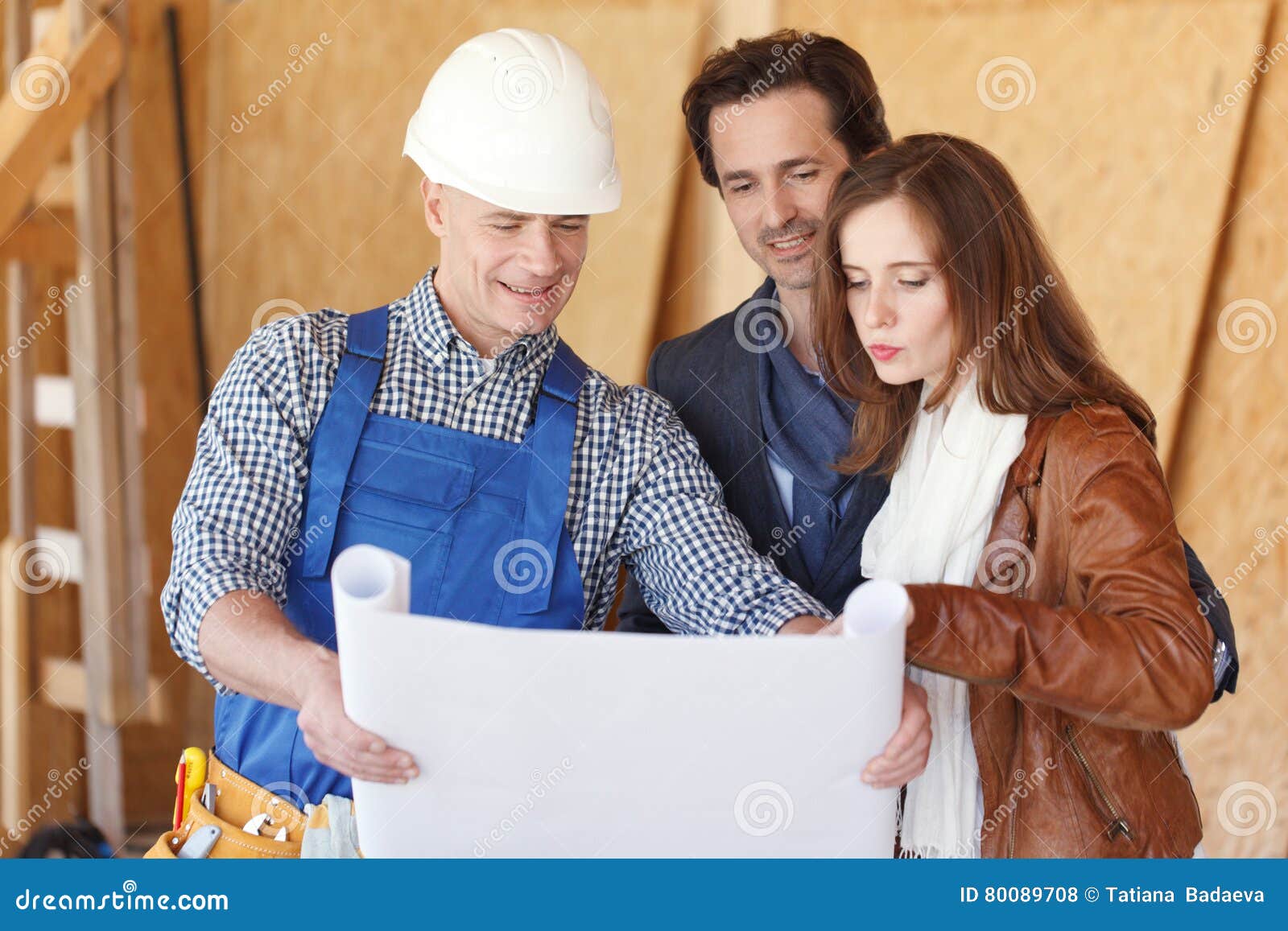 Worker Shows House Design Plans Stock Photo - Image of home, workman ...