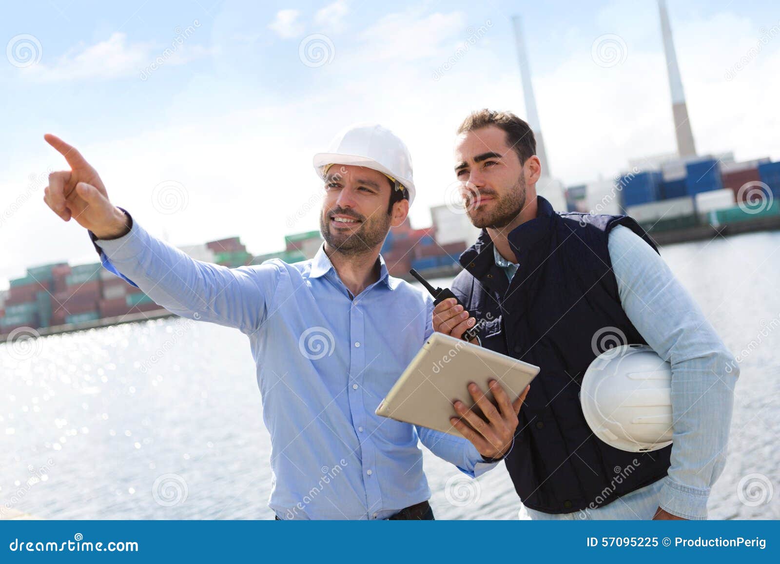 Worker Shows To Supervisor Security System Setting Up Stock Image ...