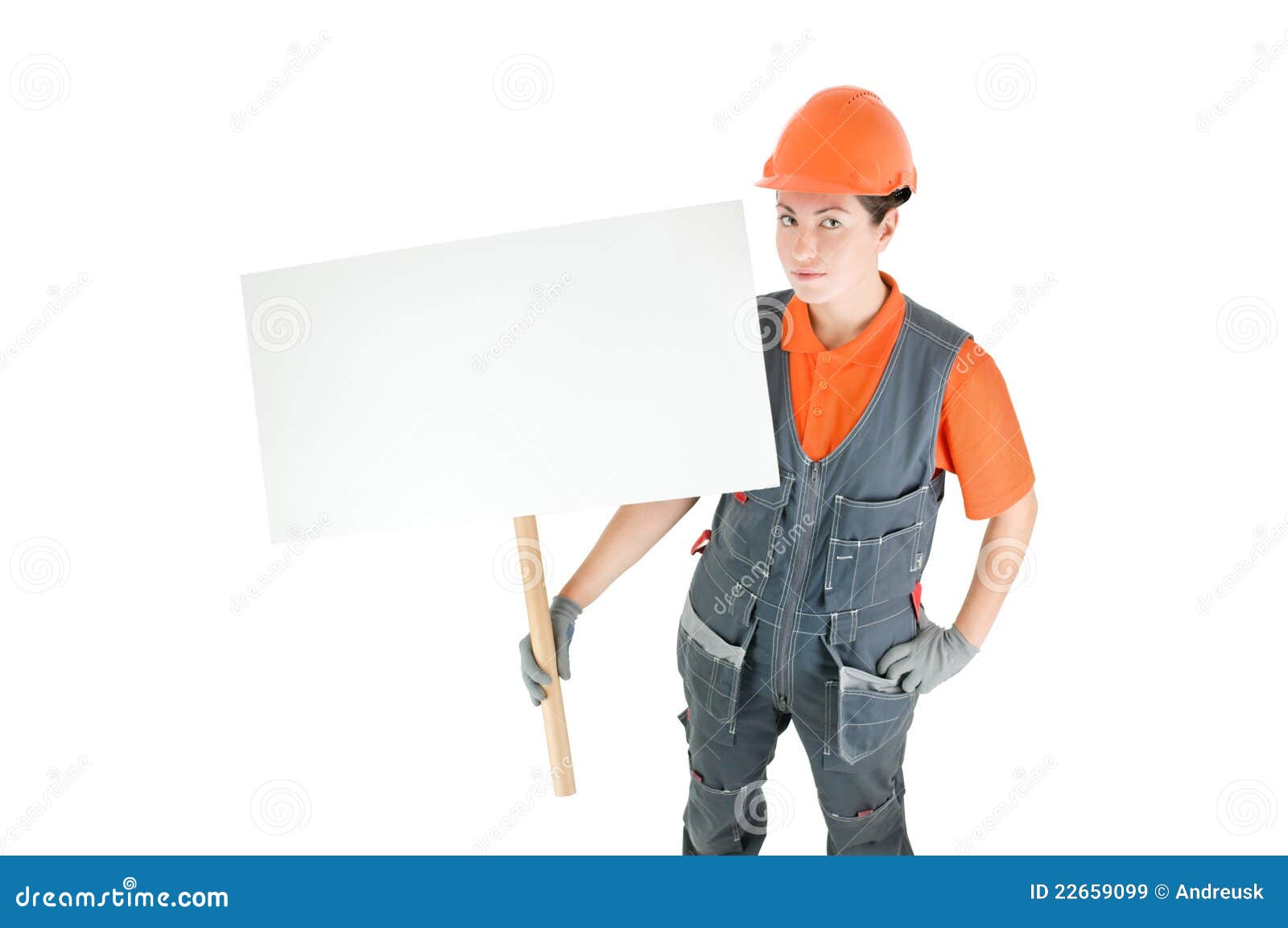 Worker with sign stock image. Image of developmant, profession - 22659099