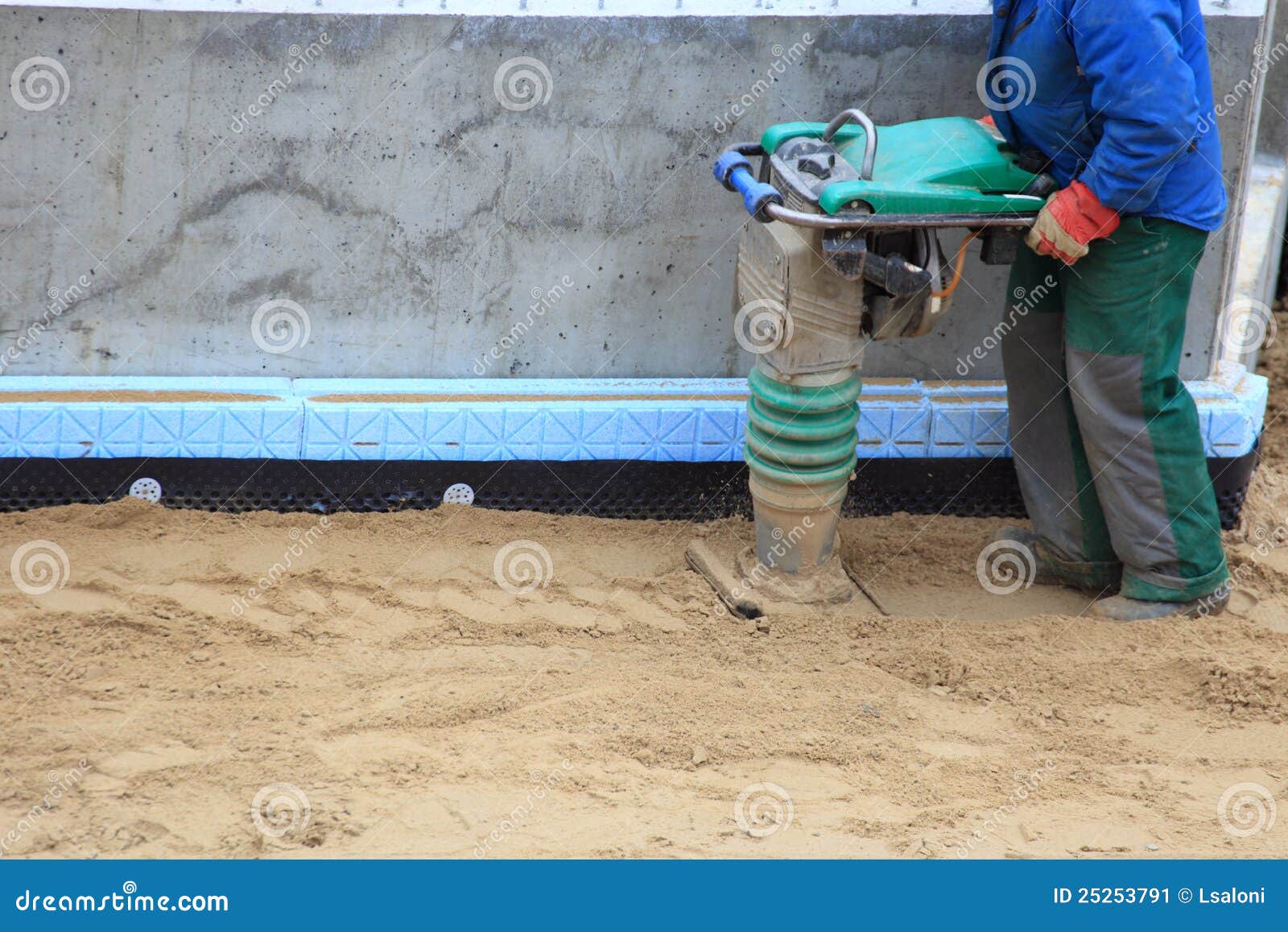 Worker at Site Working with Compress Tool Stock Image - Image of ...