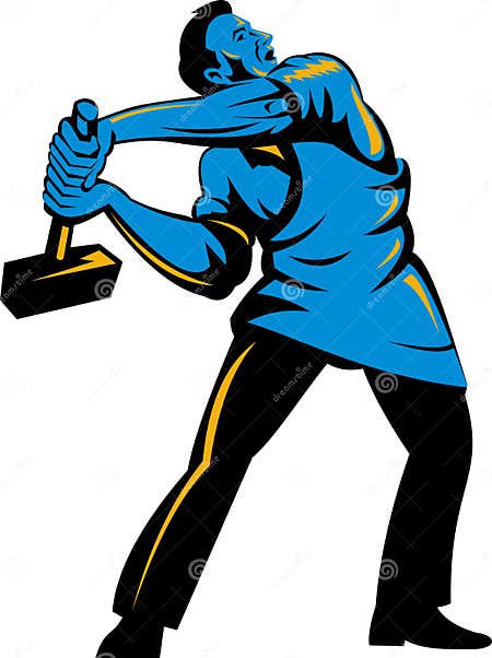 Worker with sledge hammer stock vector. Illustration of hammer - 9659130