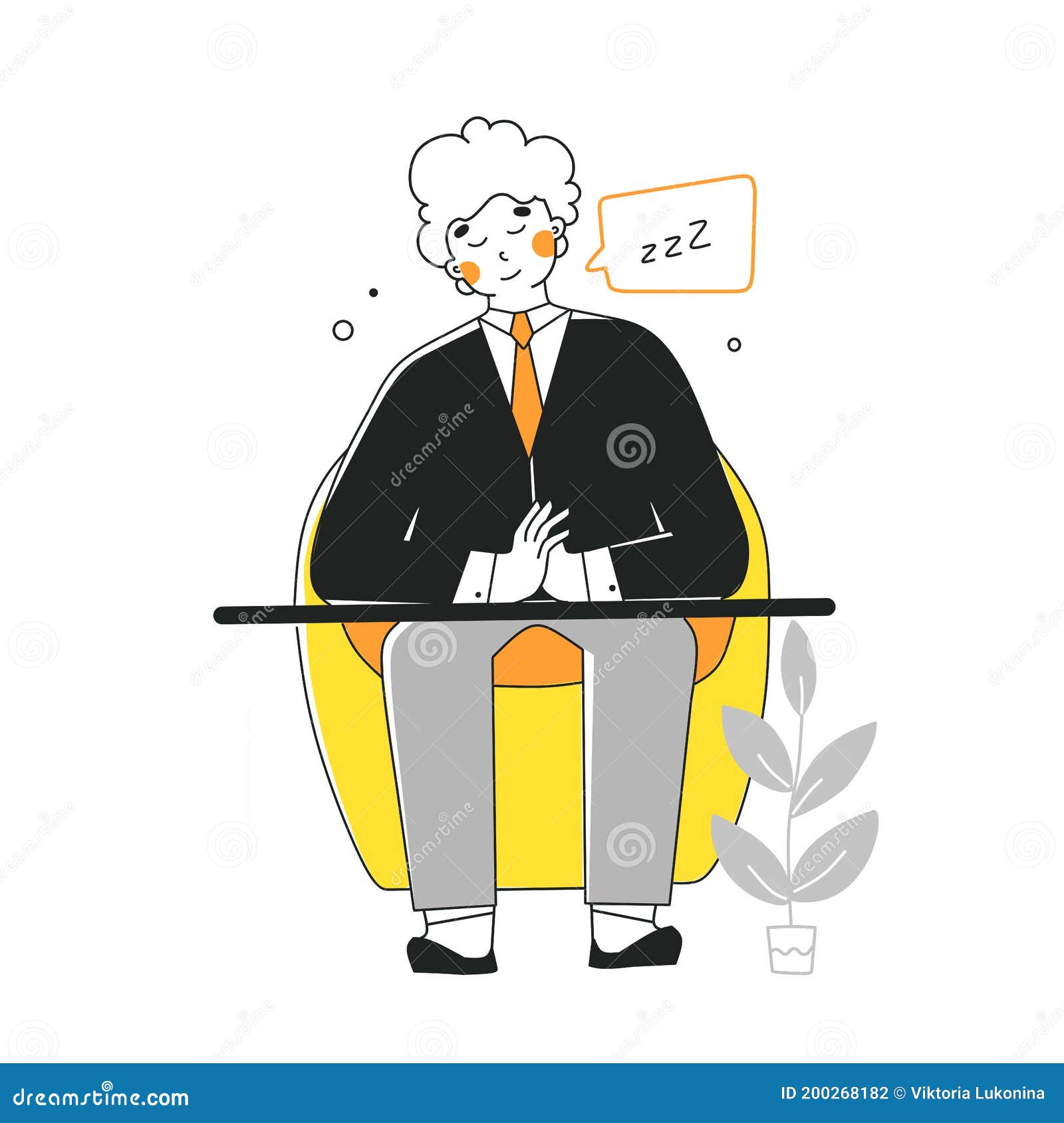 Worker Sleeps at Work. Vector Flat Cartoon Illustration. Business ...
