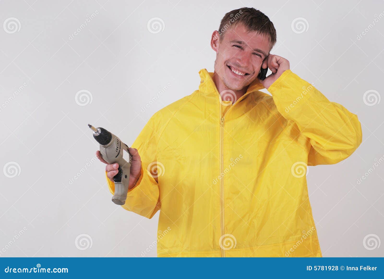 Worker smiling stock photo. Image of electrician, phone - 5781928