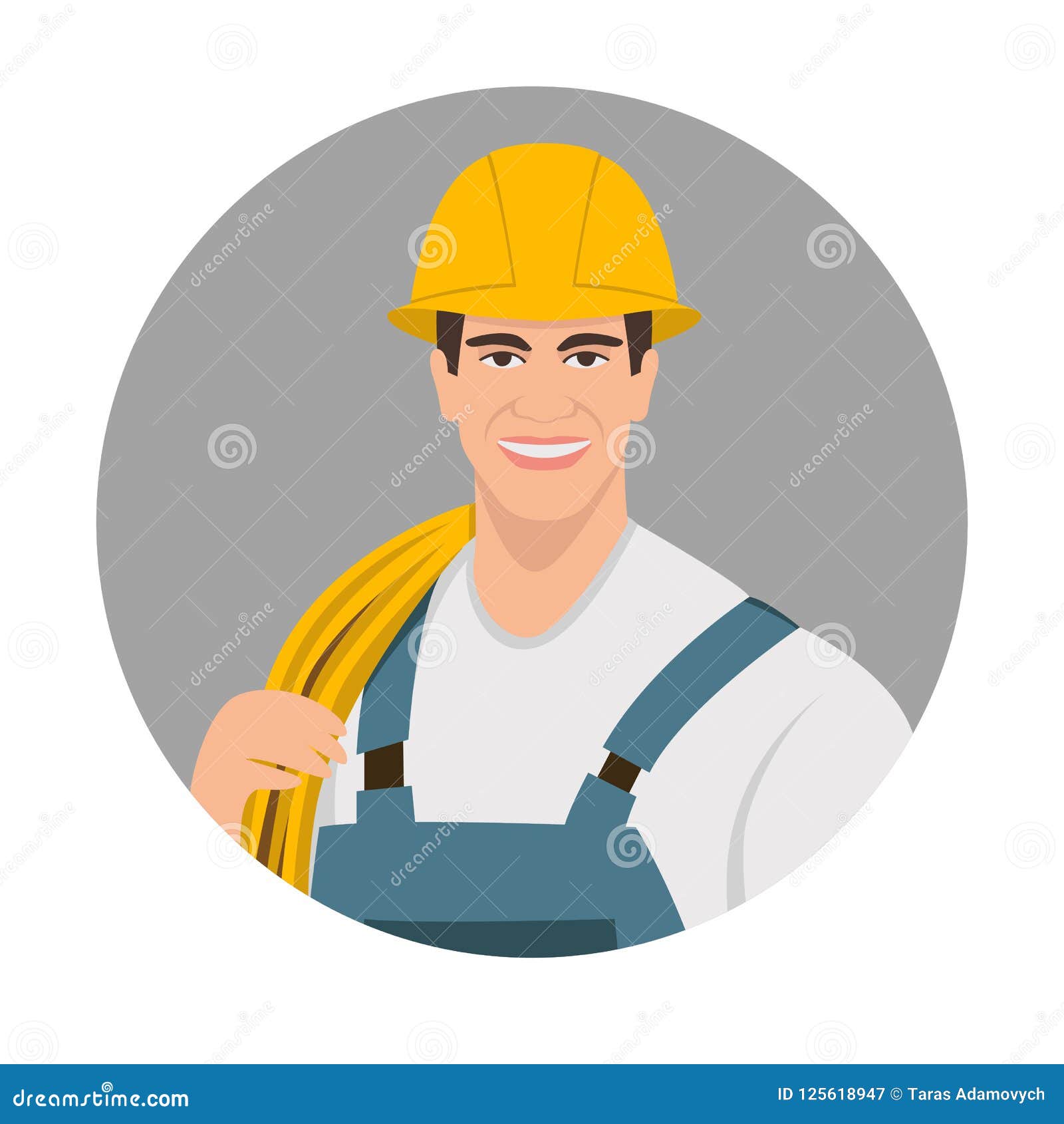 Worker Smiling Face Vector Illustration Flat Style Front Stock Vector ...