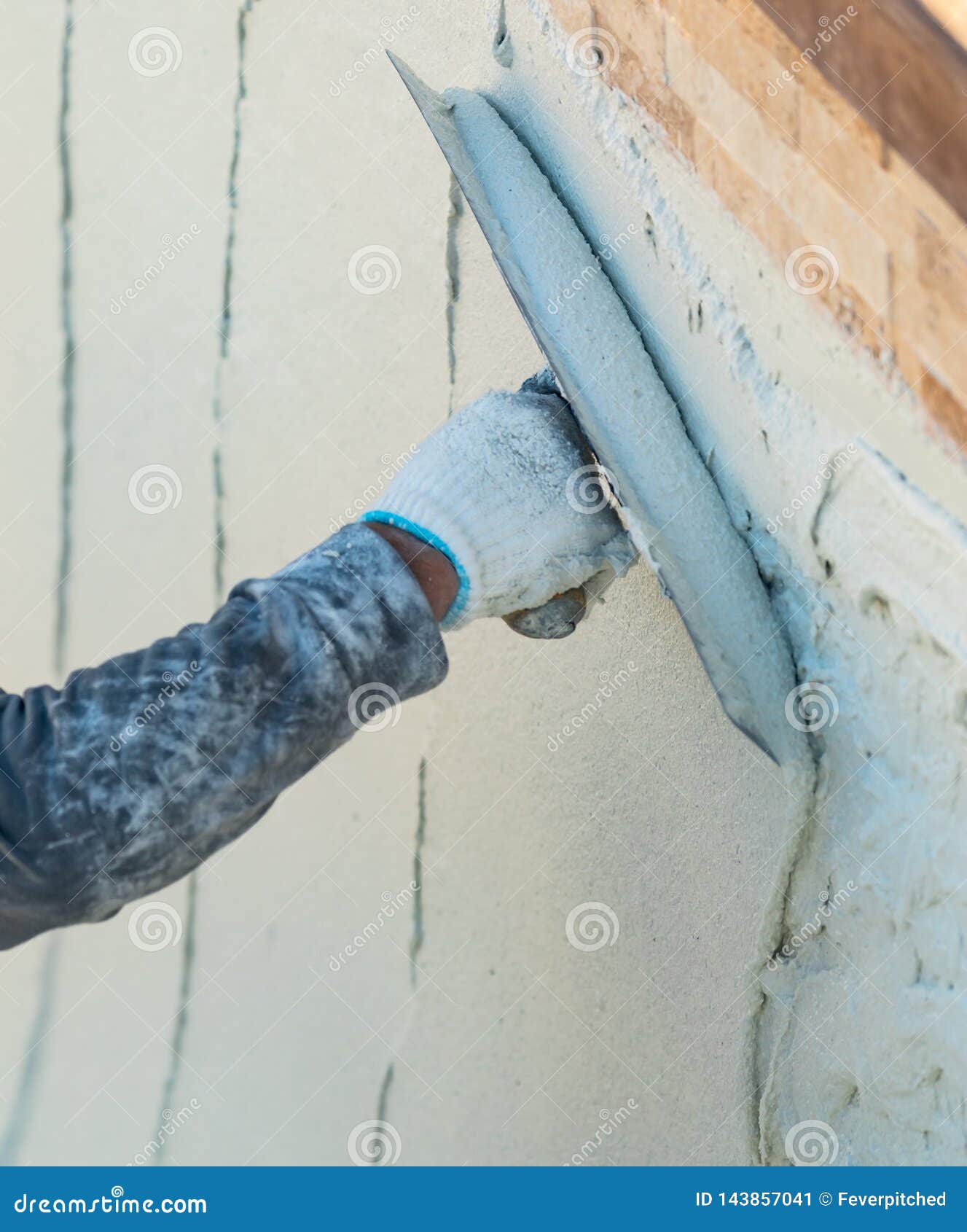 Worker Smoothing Wet Pool Plaster with Trowel Stock Image - Image of ...