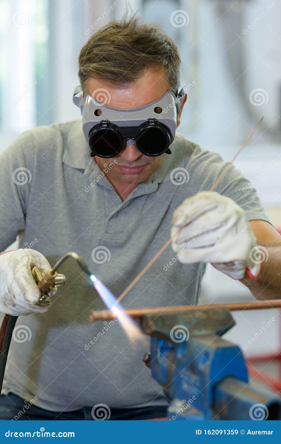 Worker Soldering Copper Pipe with Blowtorch Stock Image - Image of ...