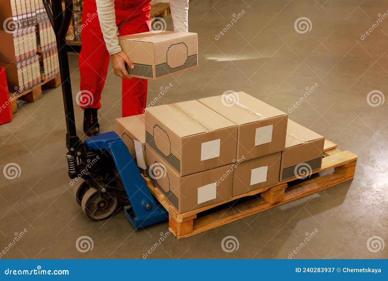 Worker Sorting Cardboard Boxes in Warehouse, Closeup. Logistics Concept ...