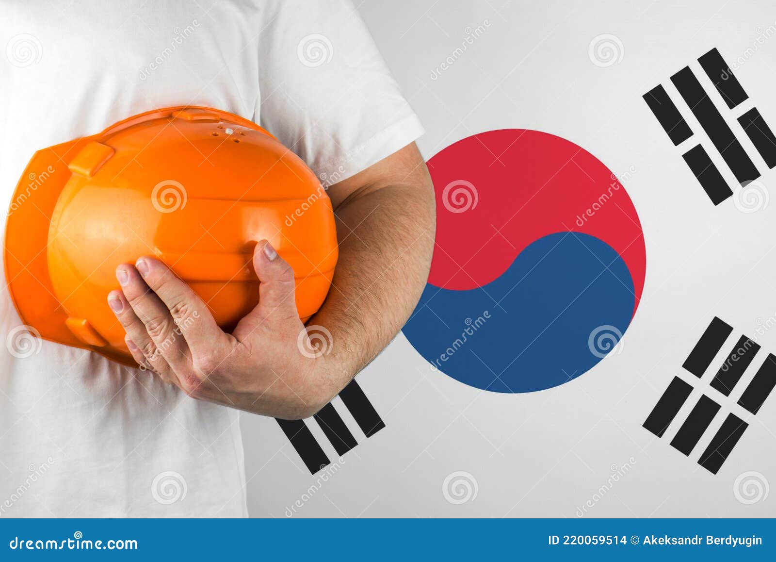 Worker with South Korea Flag on Background for Working on Labor Day ...