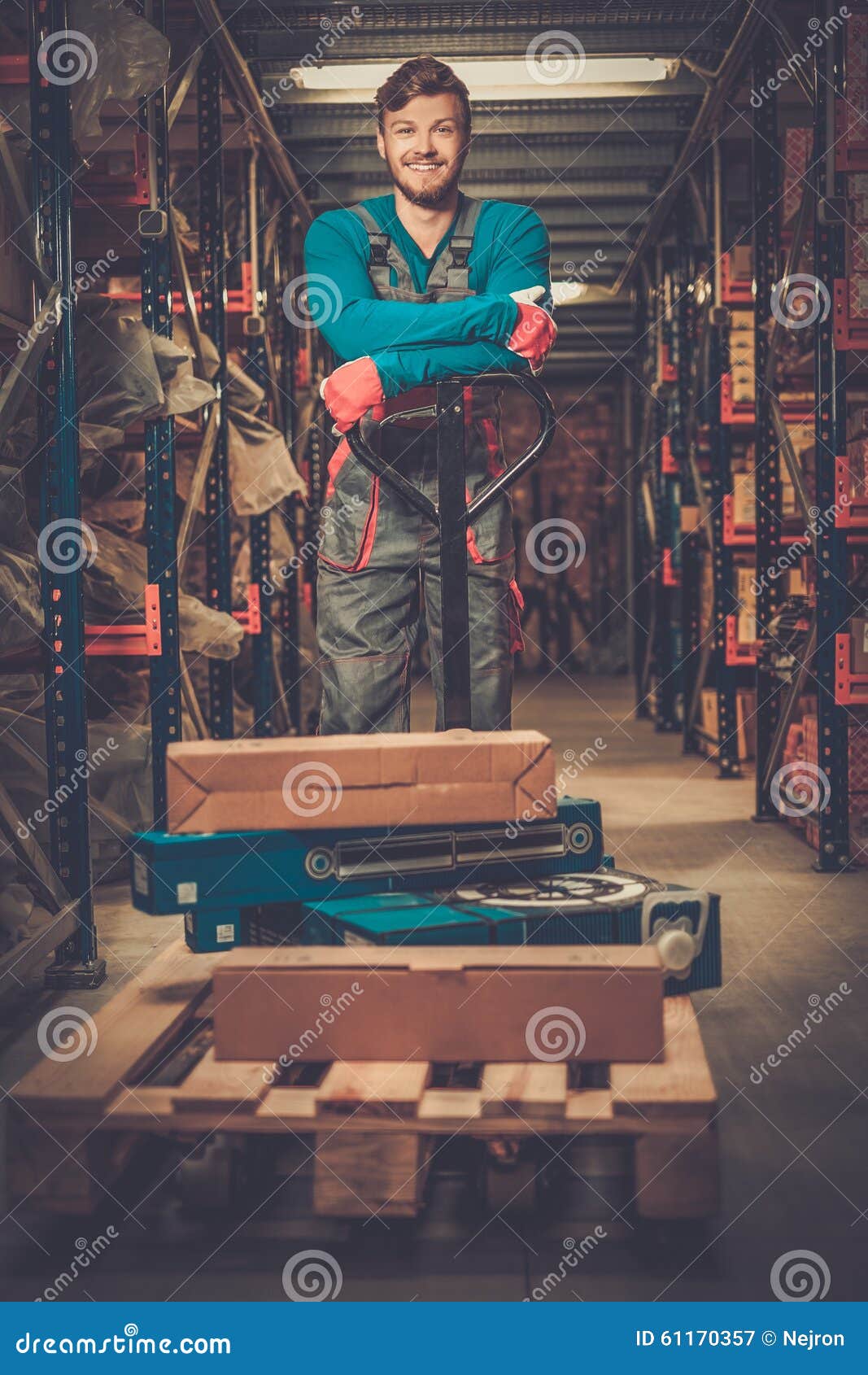 Loader Using Hand Pallet Truck Stock Photography | CartoonDealer.com ...