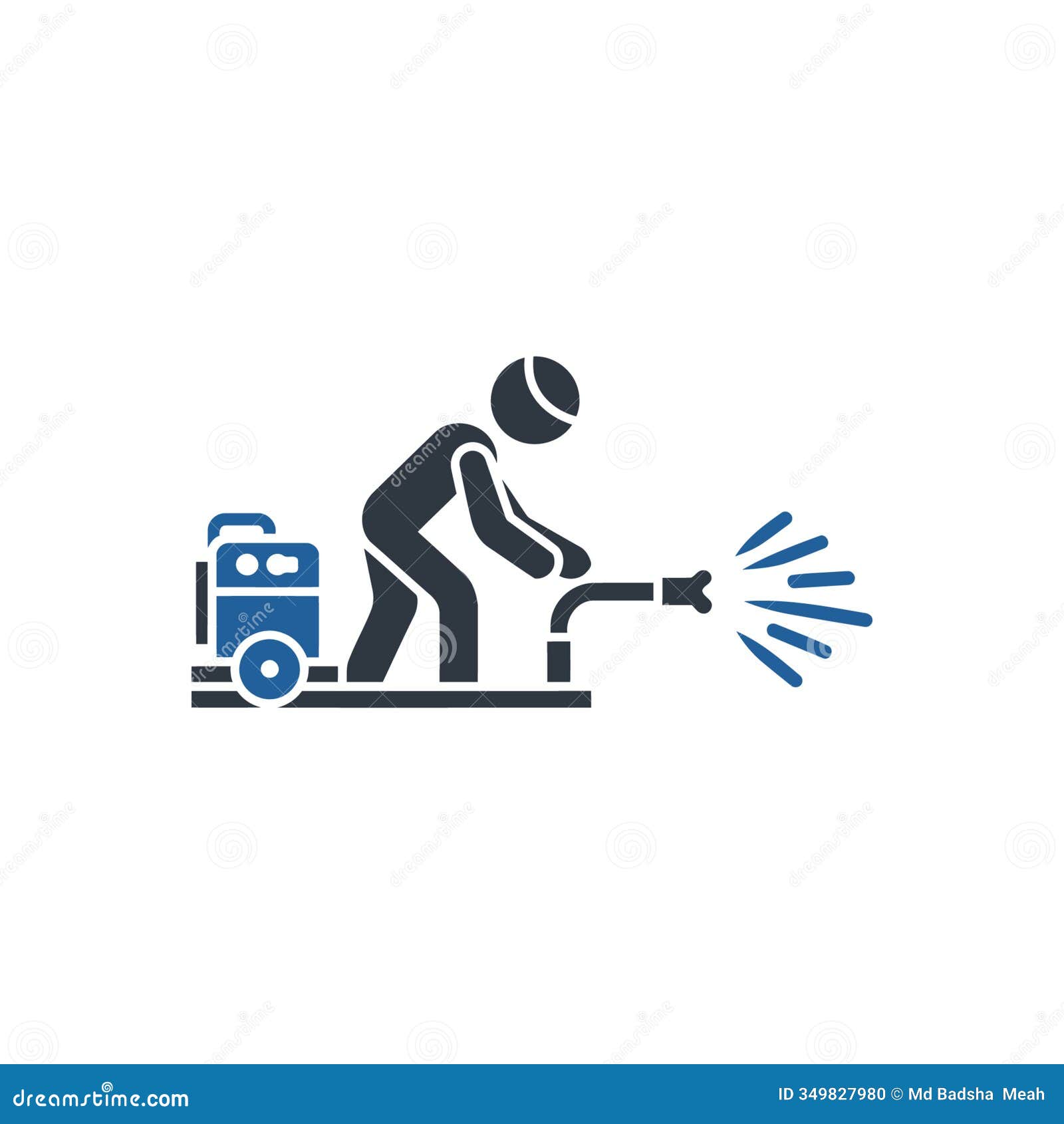 Worker With Water Blaster Pressure Vector Illustration | CartoonDealer ...