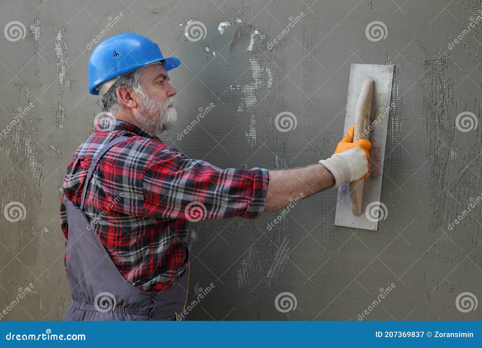 Wall Insulation, Spreading Mortar Over Mesh and Styrofoam, Polystyrene ...