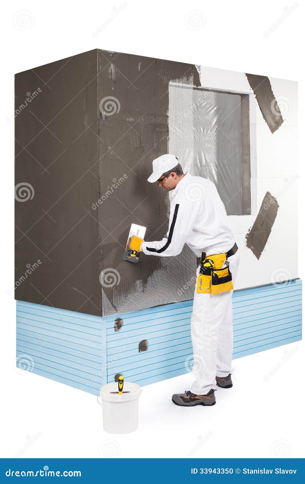Worker spreading a putty stock photo. Image of experience - 33943350
