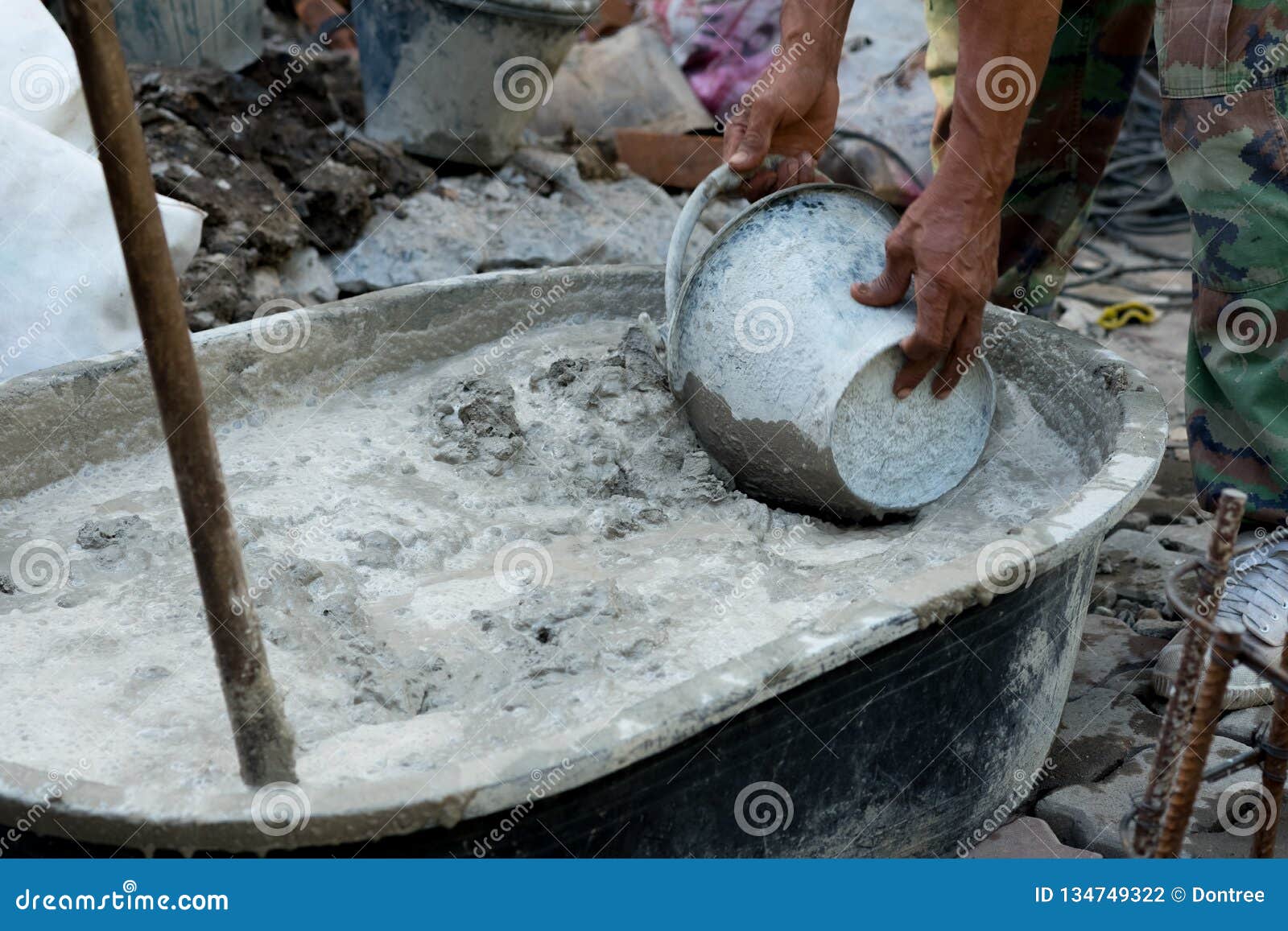 Worker Spreading Ready Mix Concrete Stock Photo - Image of contractor ...