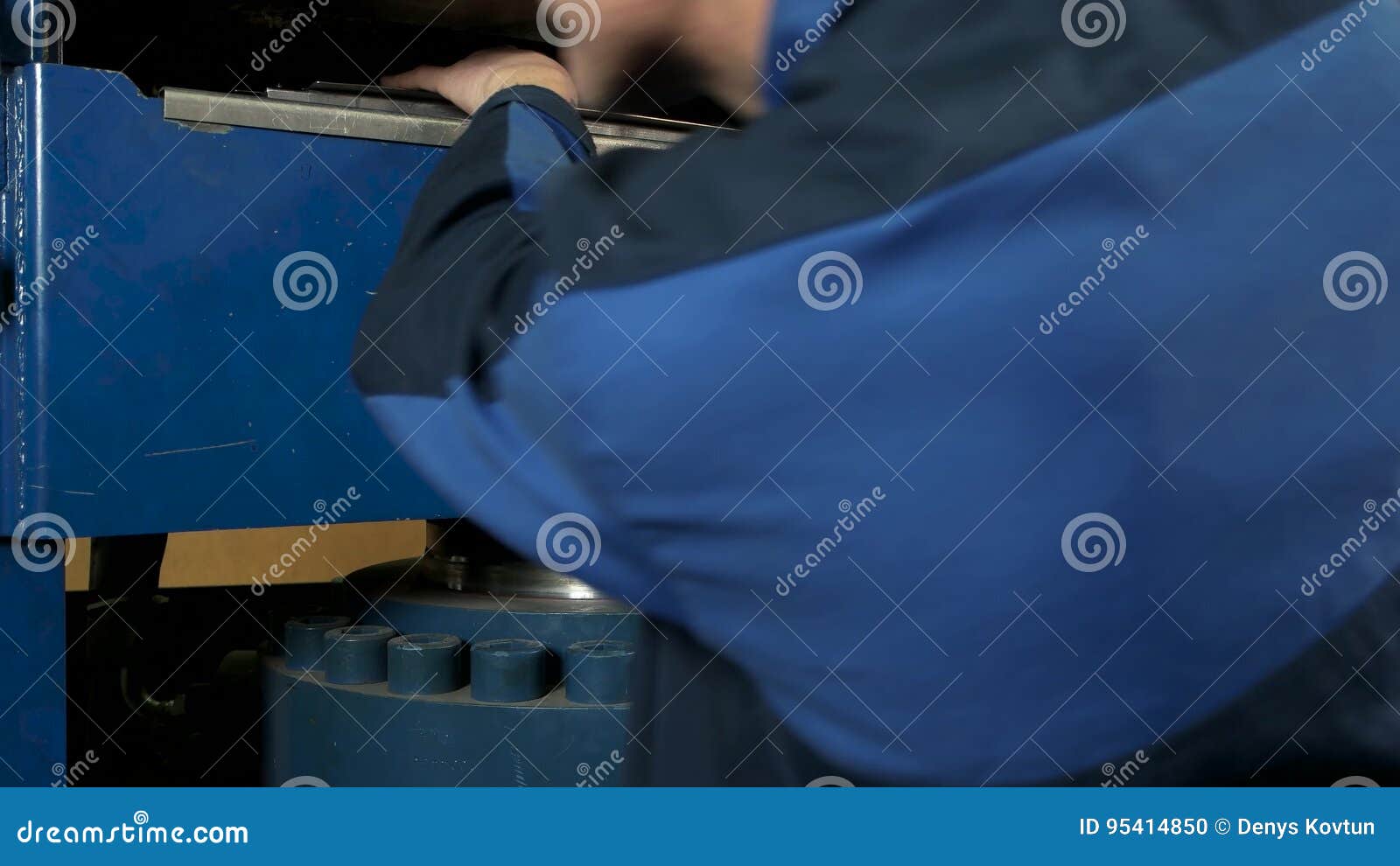 Worker and stamping press. stock footage. Video of hand - 95414850