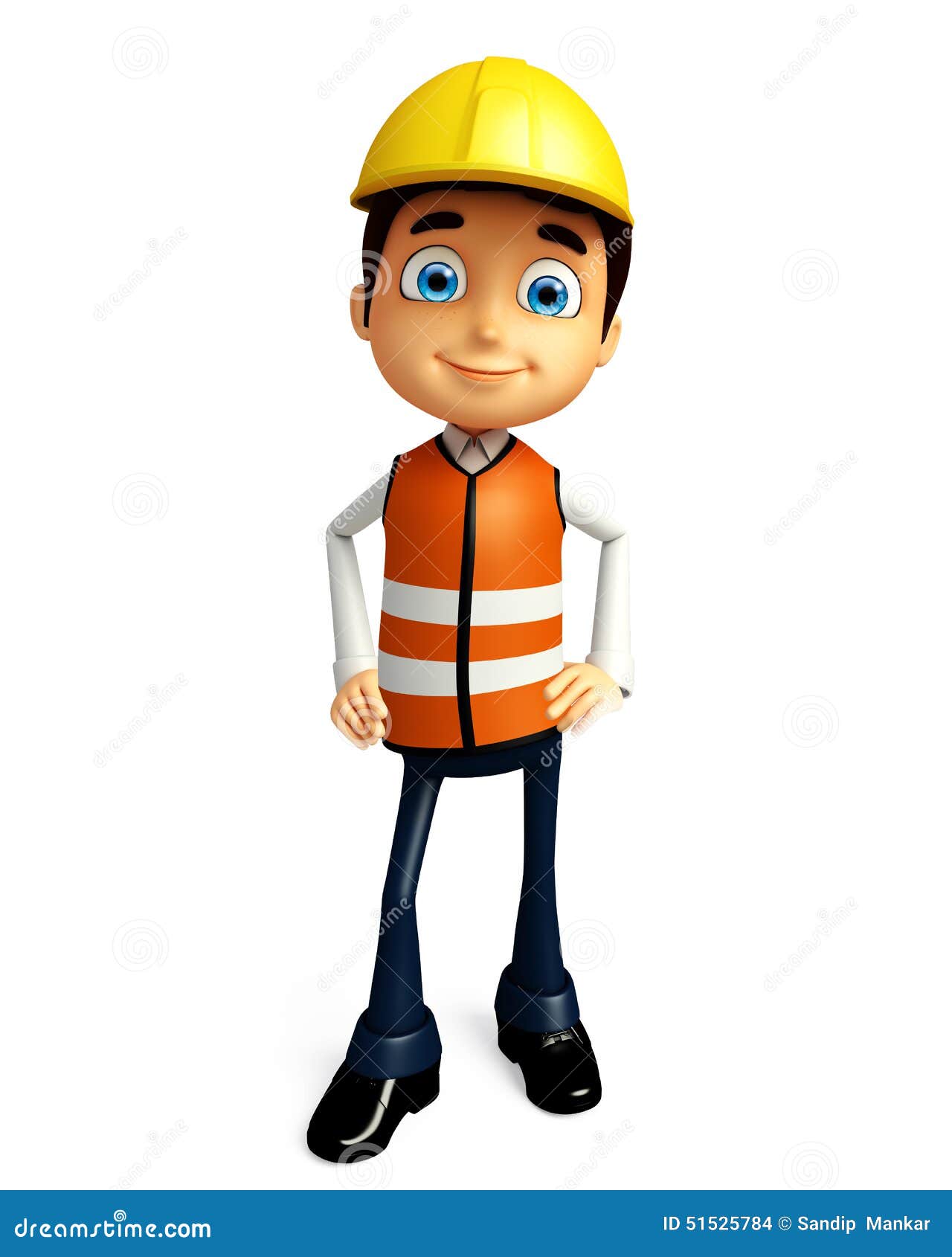 Worker with standing pose stock illustration. Illustration of builder ...