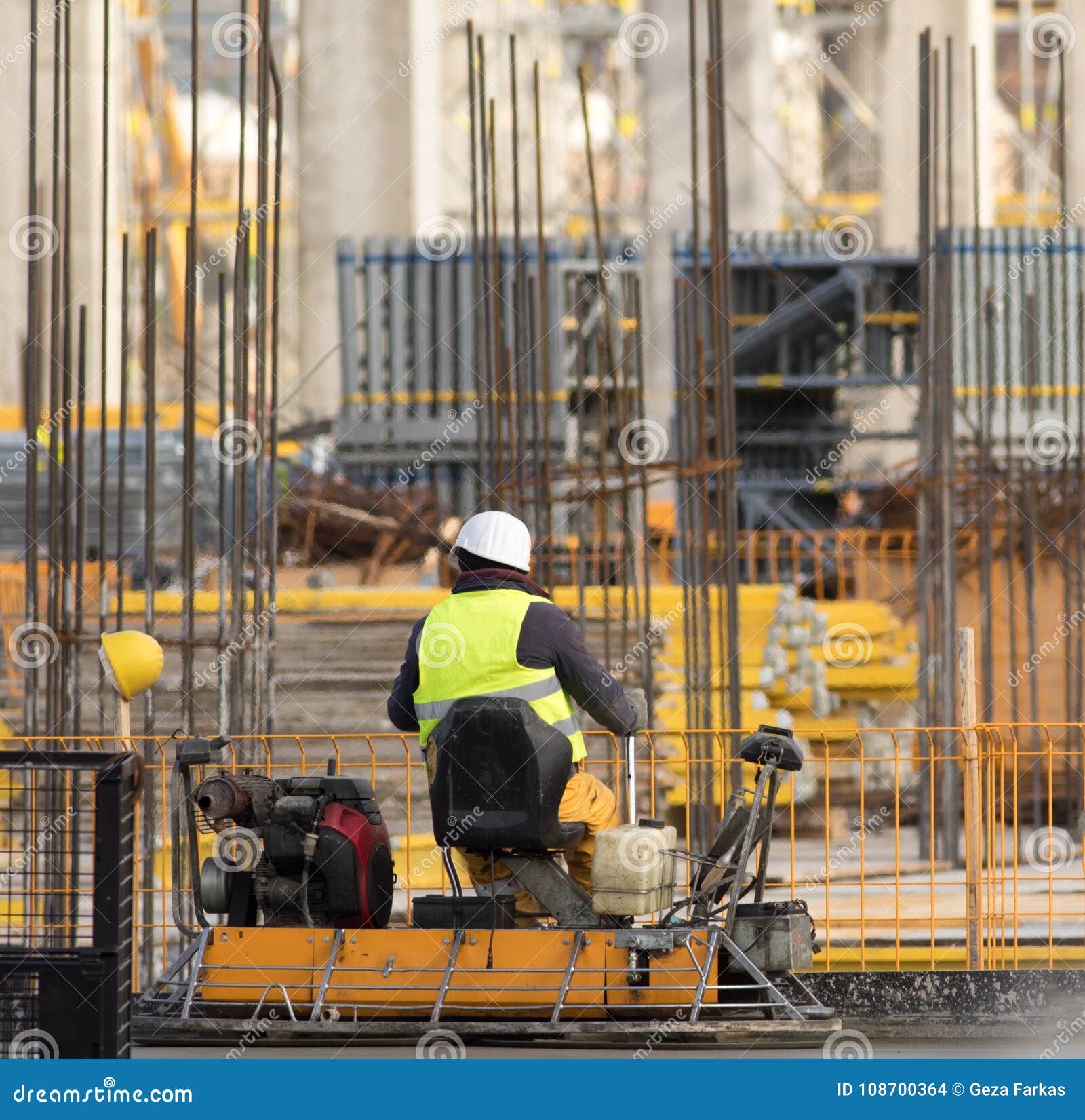 Worker with Steel Trowel Machine for Smoothing Surface To Finish Stock ...