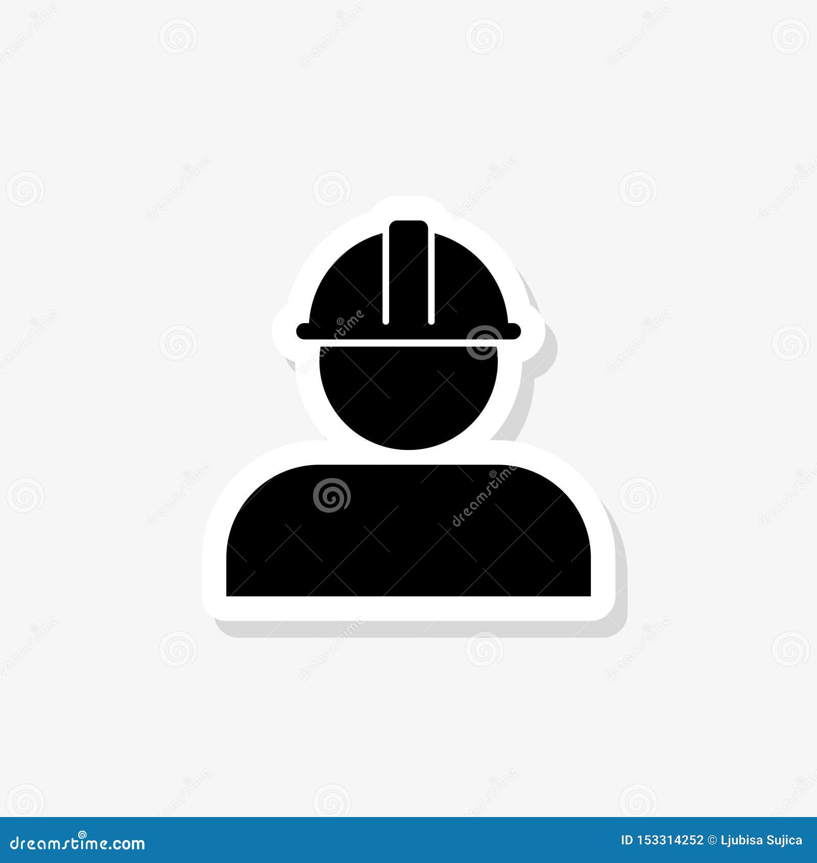 Worker Sticker. Stylized Logo of Construction Worker in Hard Hat Stock ... Worker Sticker. Stylized Logo of Construction Worker in Hard Hat Stock ...