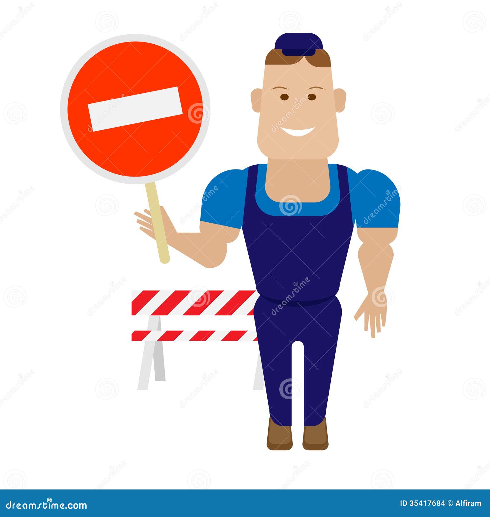 Worker with stop sign stock vector. Illustration of warning - 35417684