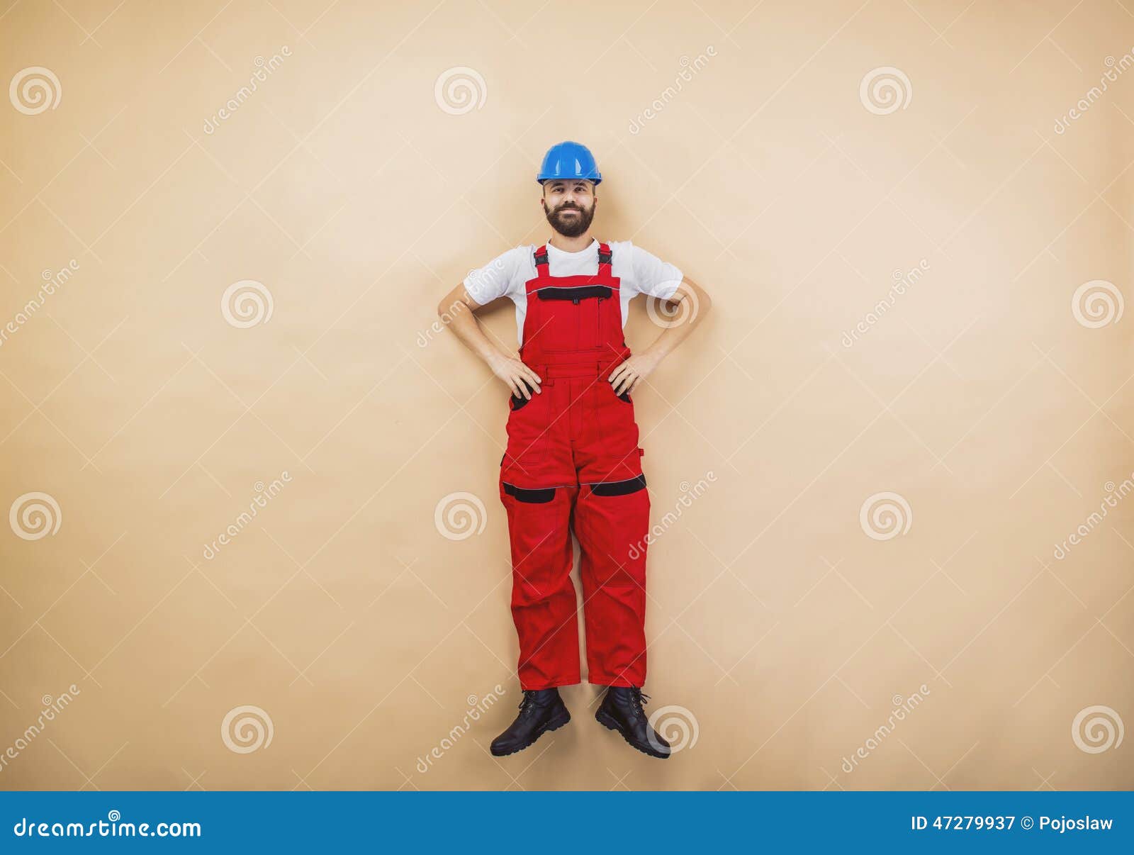 Worker in studio stock image. Image of pose, smile, helmet - 47279937