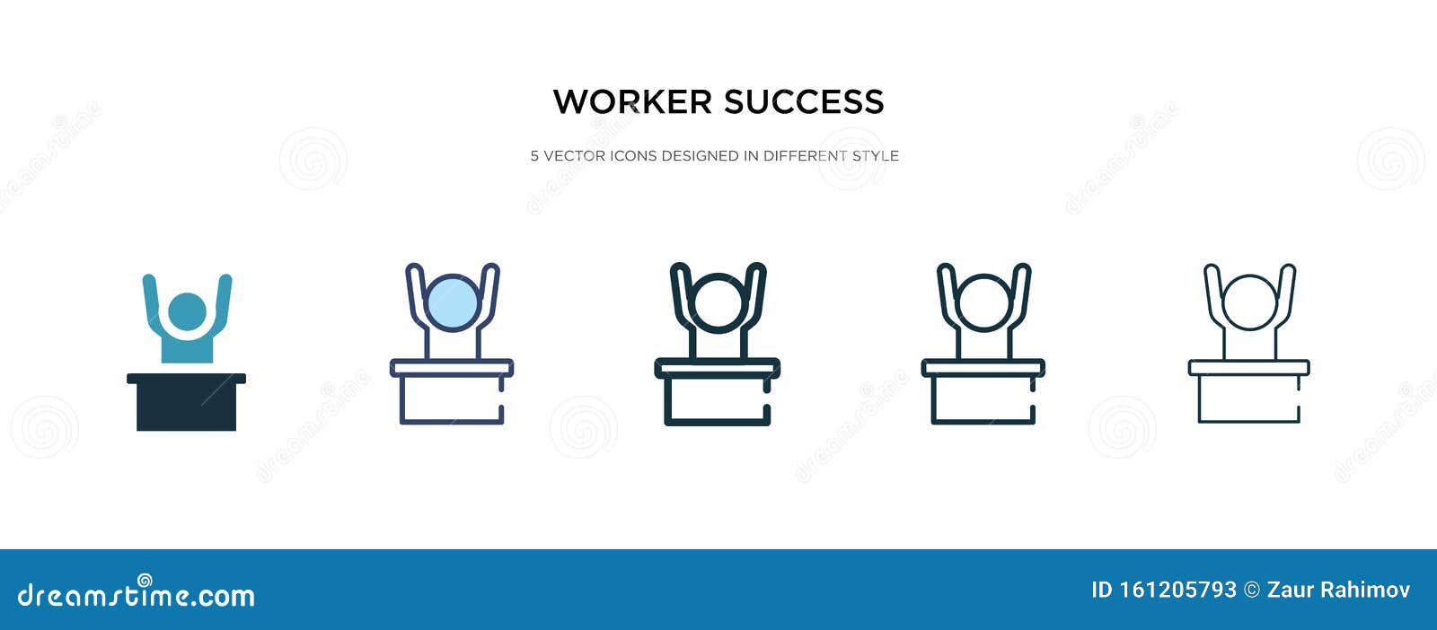 Worker Success Icon in Different Style Vector Illustration. Two Colored ...
