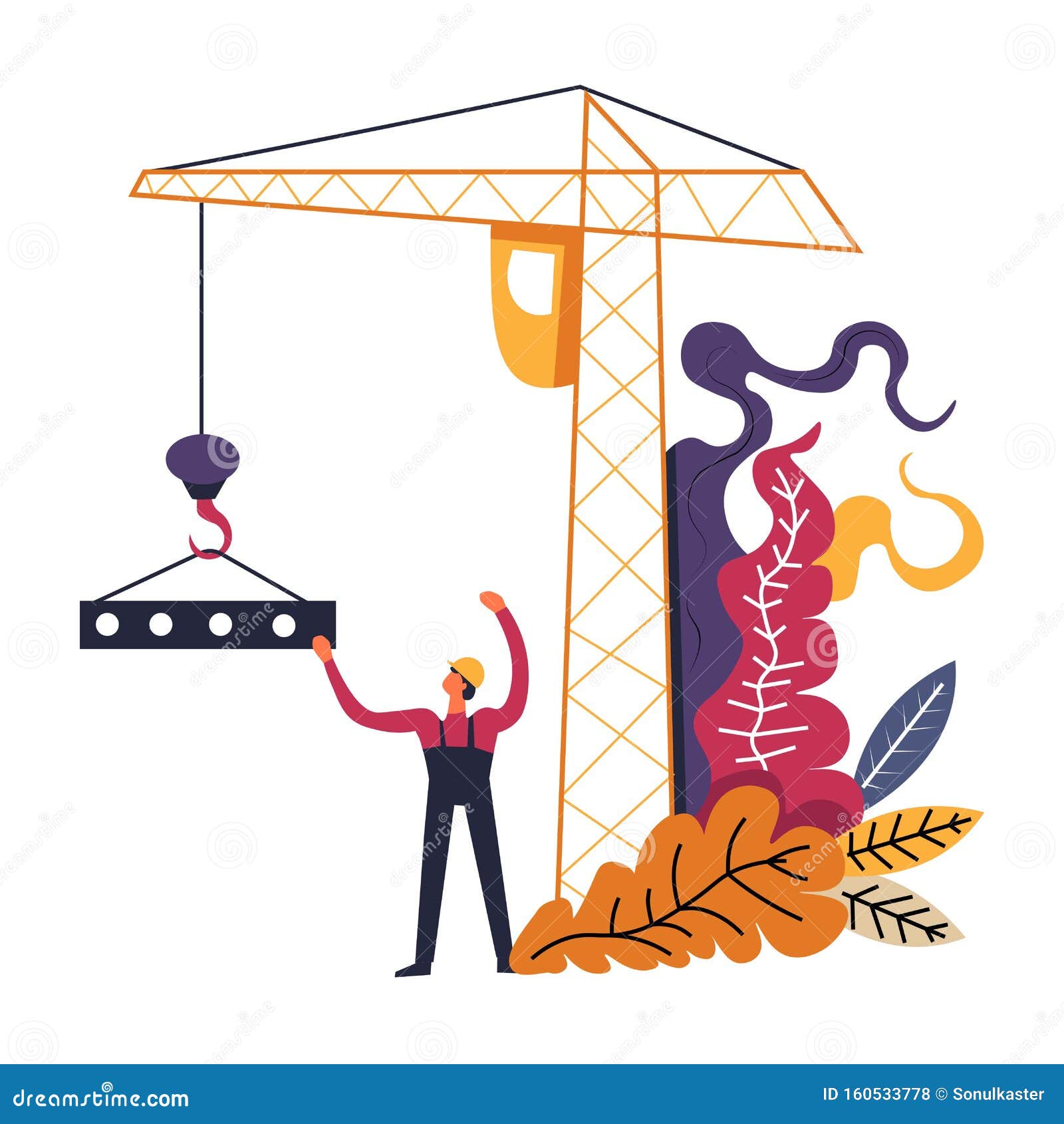 Crane Lifting Cargo Containers Vector Illustration | CartoonDealer.com ...