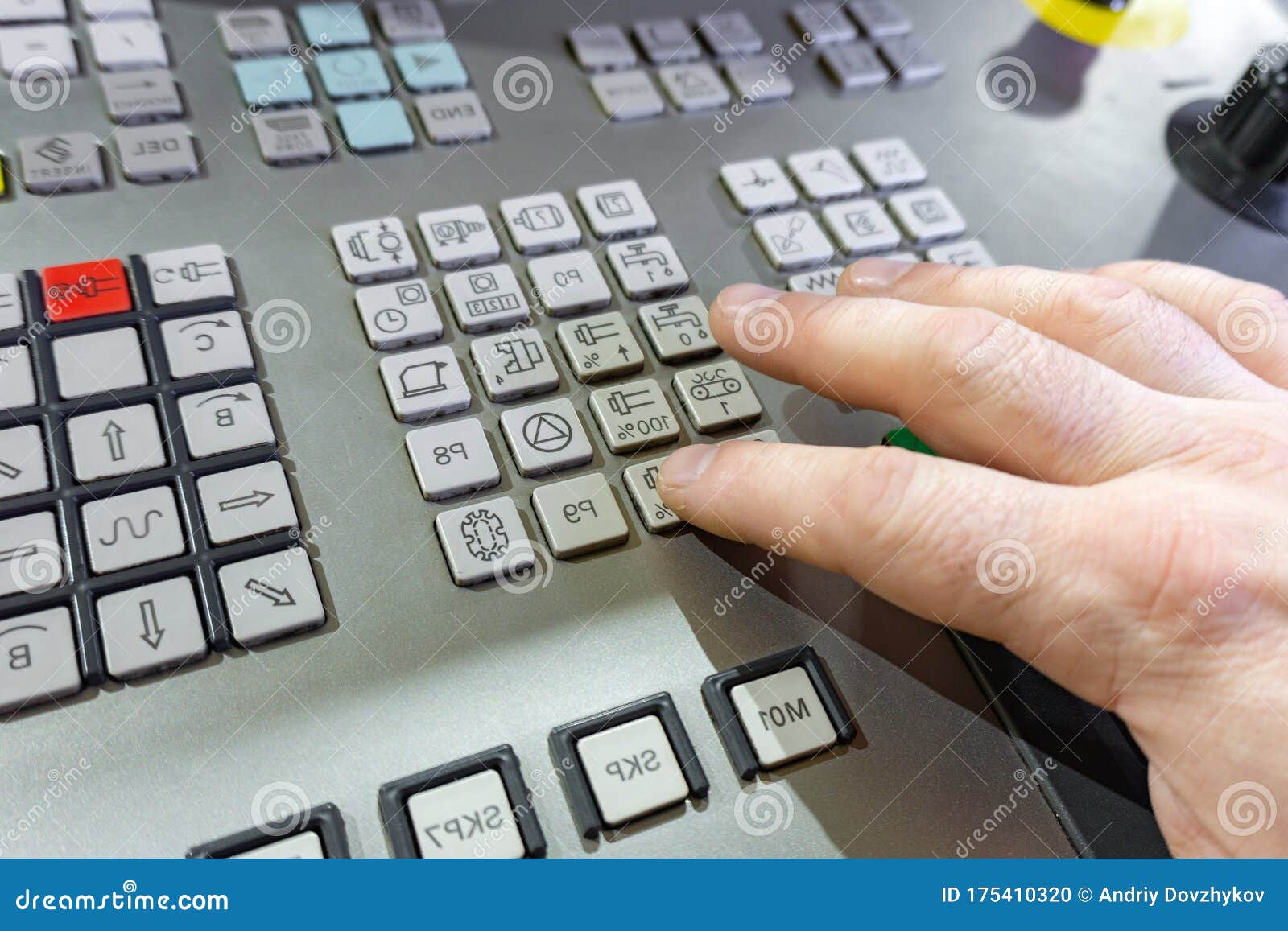 The Worker Switches the Buttons on the Remote Control of the CNC ...