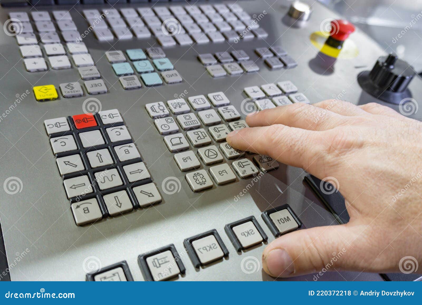 The Worker Switches the Buttons on the Remote Control of the CNC ...