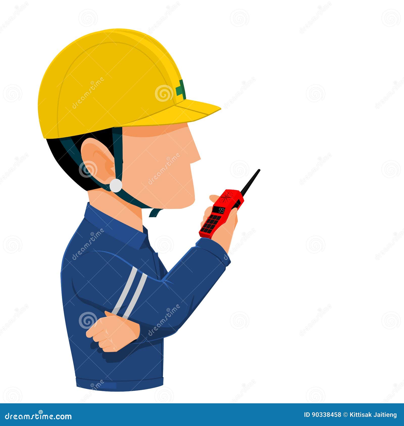 Worker is Talking with Communication Radio Stock Vector - Illustration ...