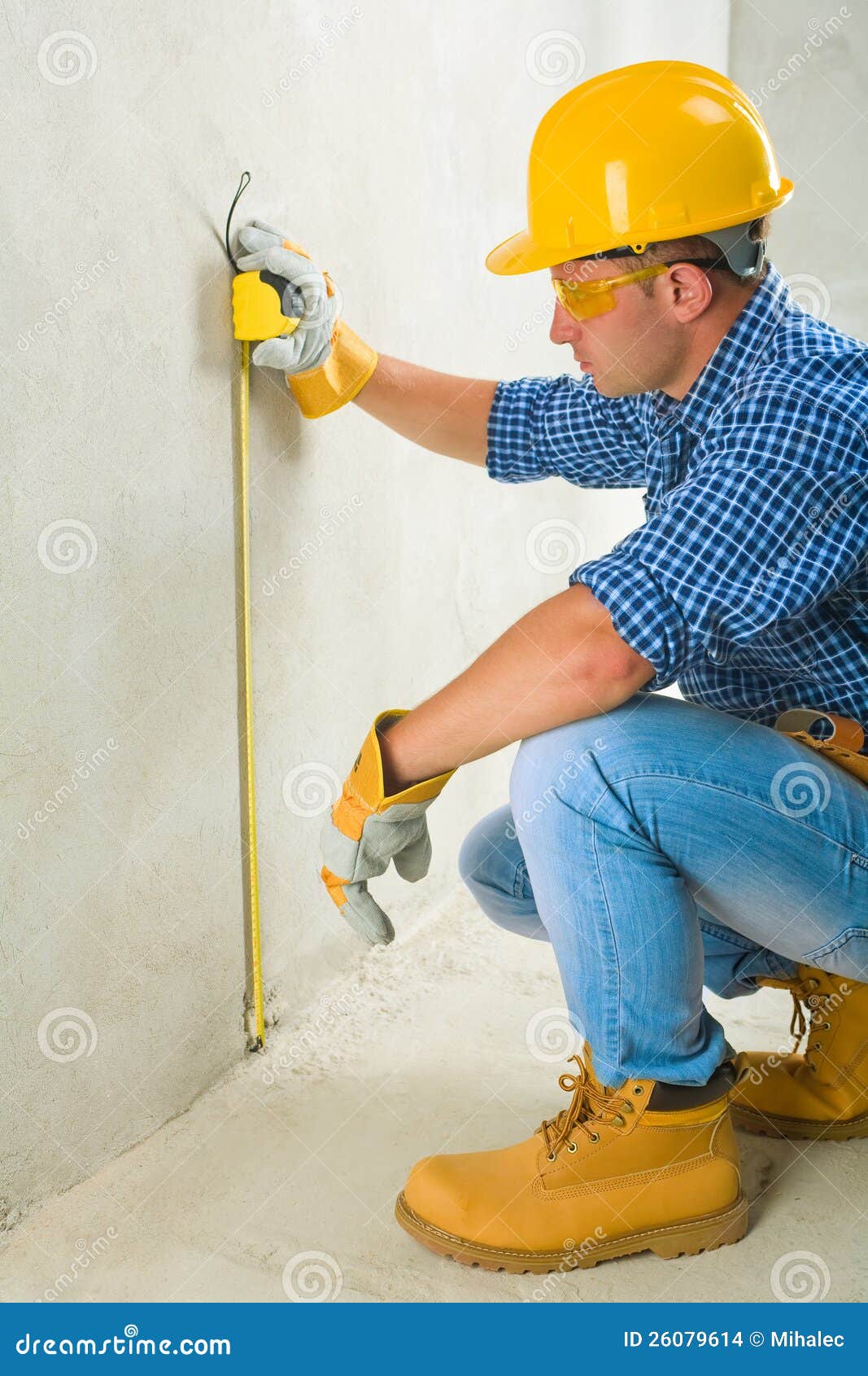 Worker with tape measure stock photo. Image of belt, class - 26079614