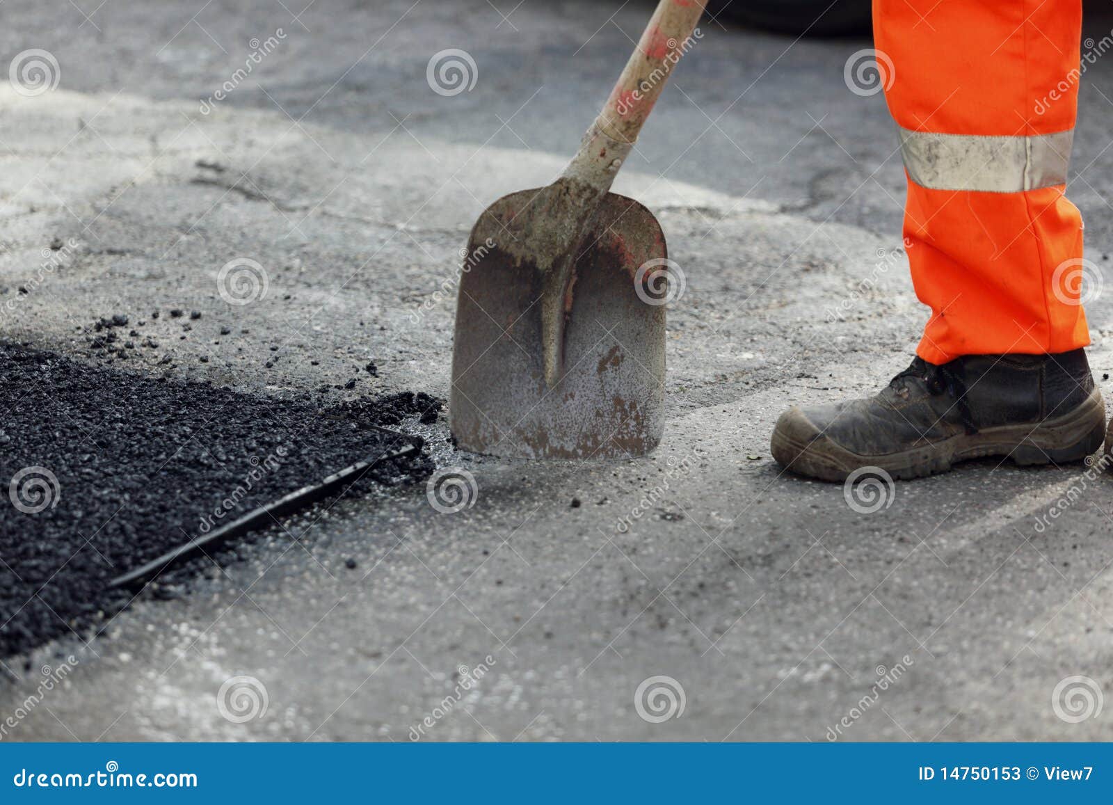 Worker tarmacking road stock image. Image of levelling - 14750153
