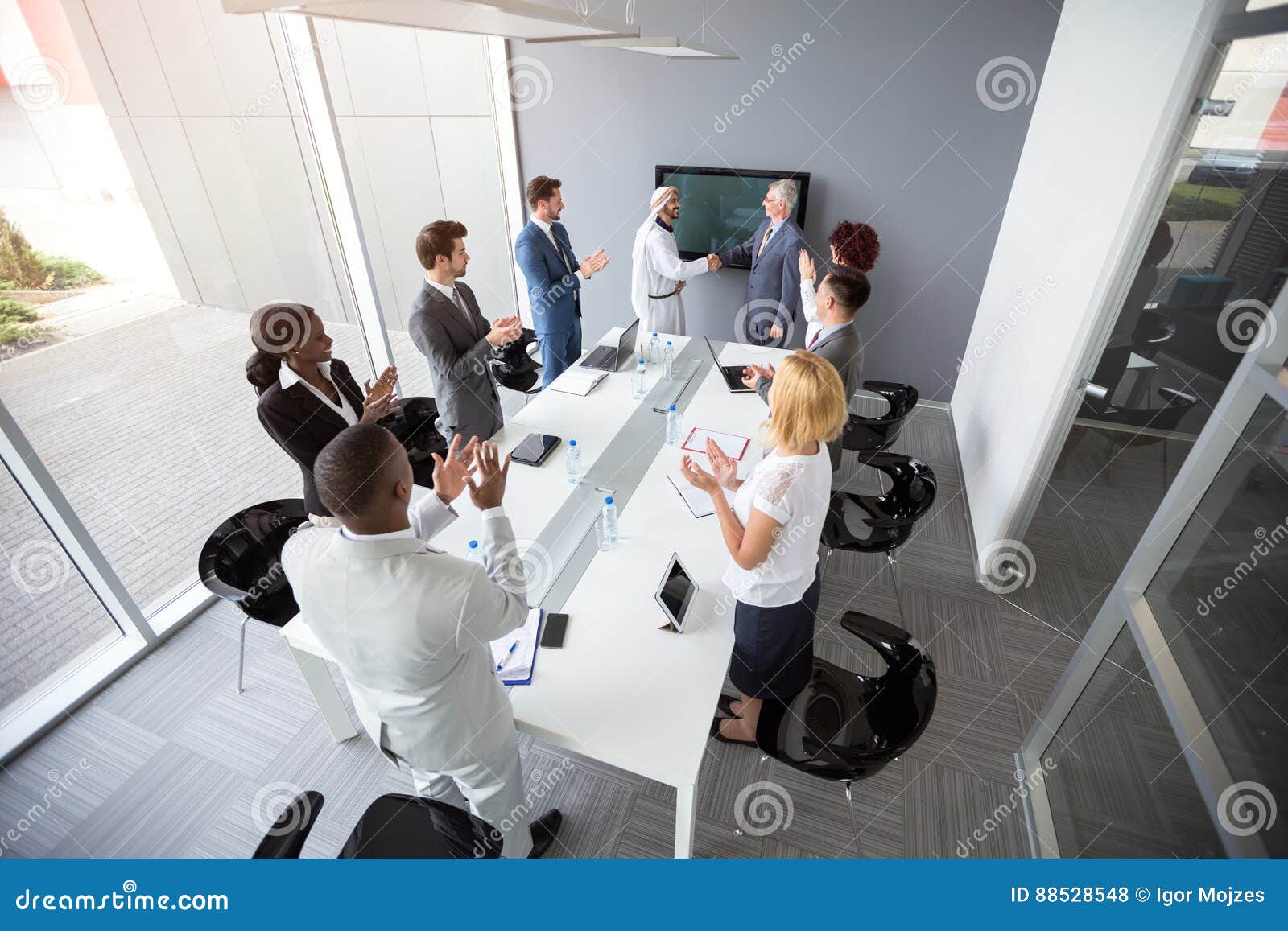 Worker Team Clapping Hands in Office Stock Photo - Image of male ...