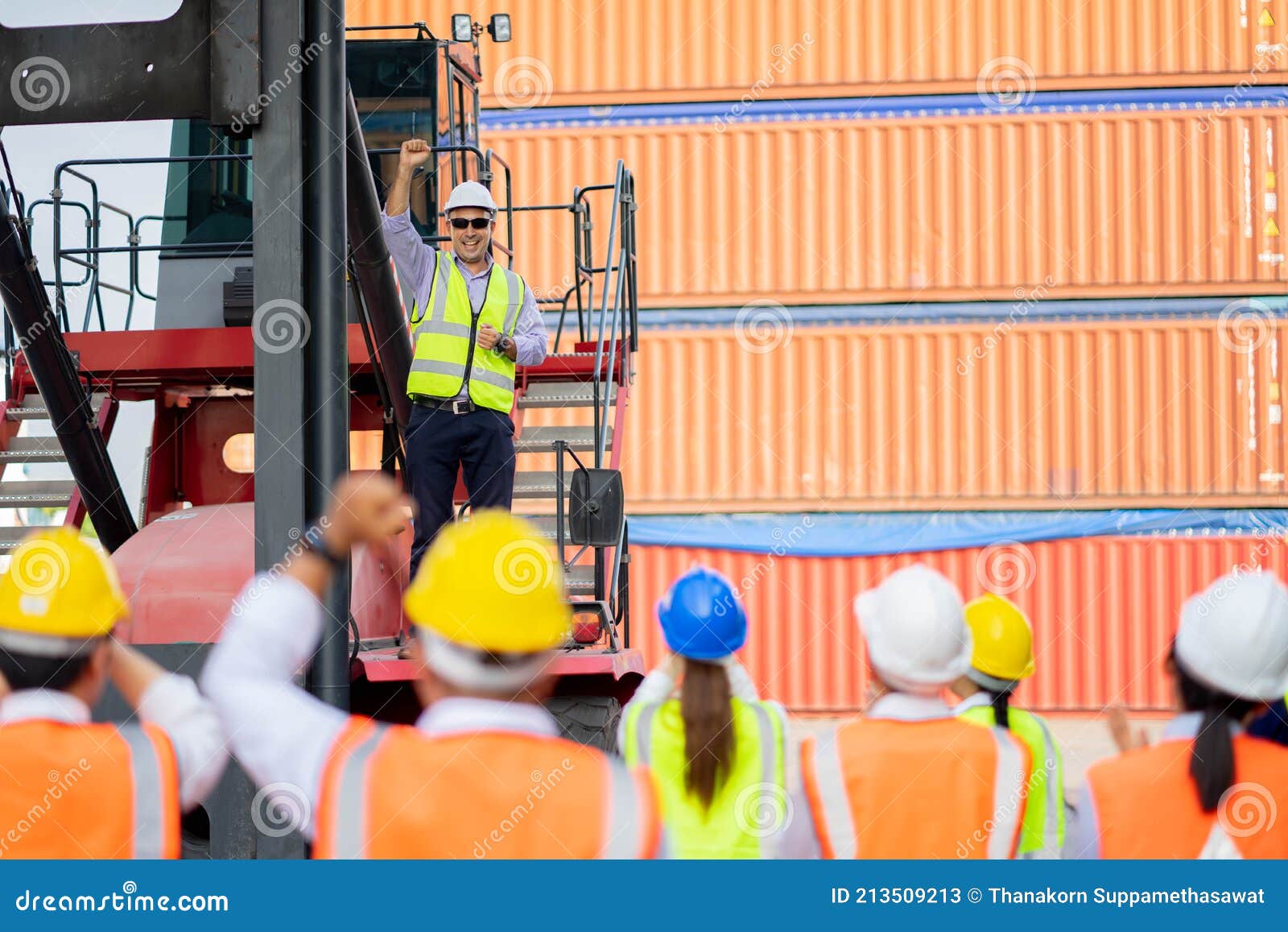 Worker Team Meeting and Training, Logistics and Transportation Business ...