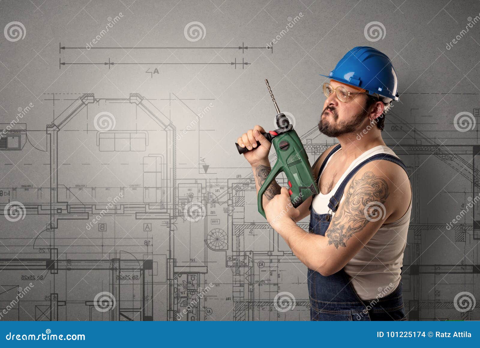 Worker with Technical Drawing. Stock Photo - Image of industrial ...