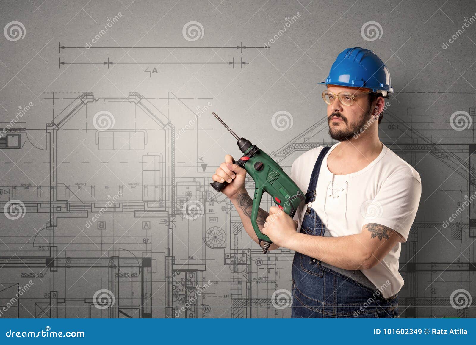 Worker with Technical Drawing. Stock Image - Image of mechanic, drawing ...