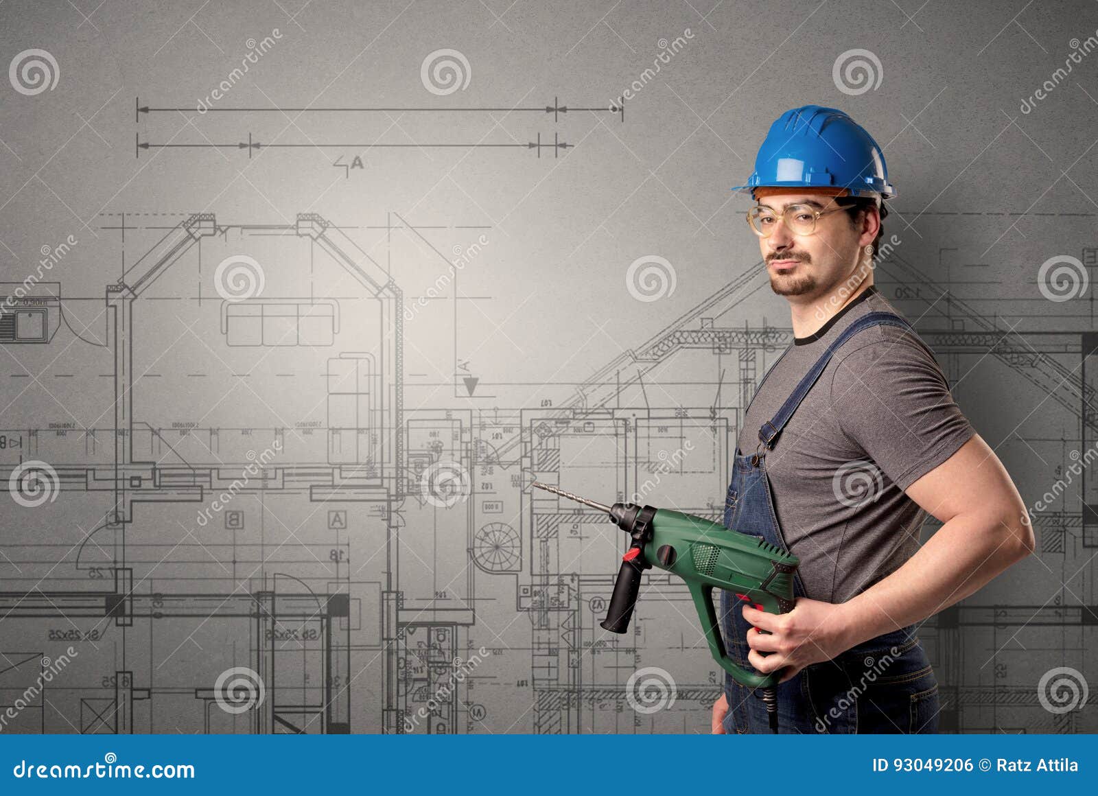 Worker with Technical Drawing. Stock Photo - Image of mechanic, plan ...