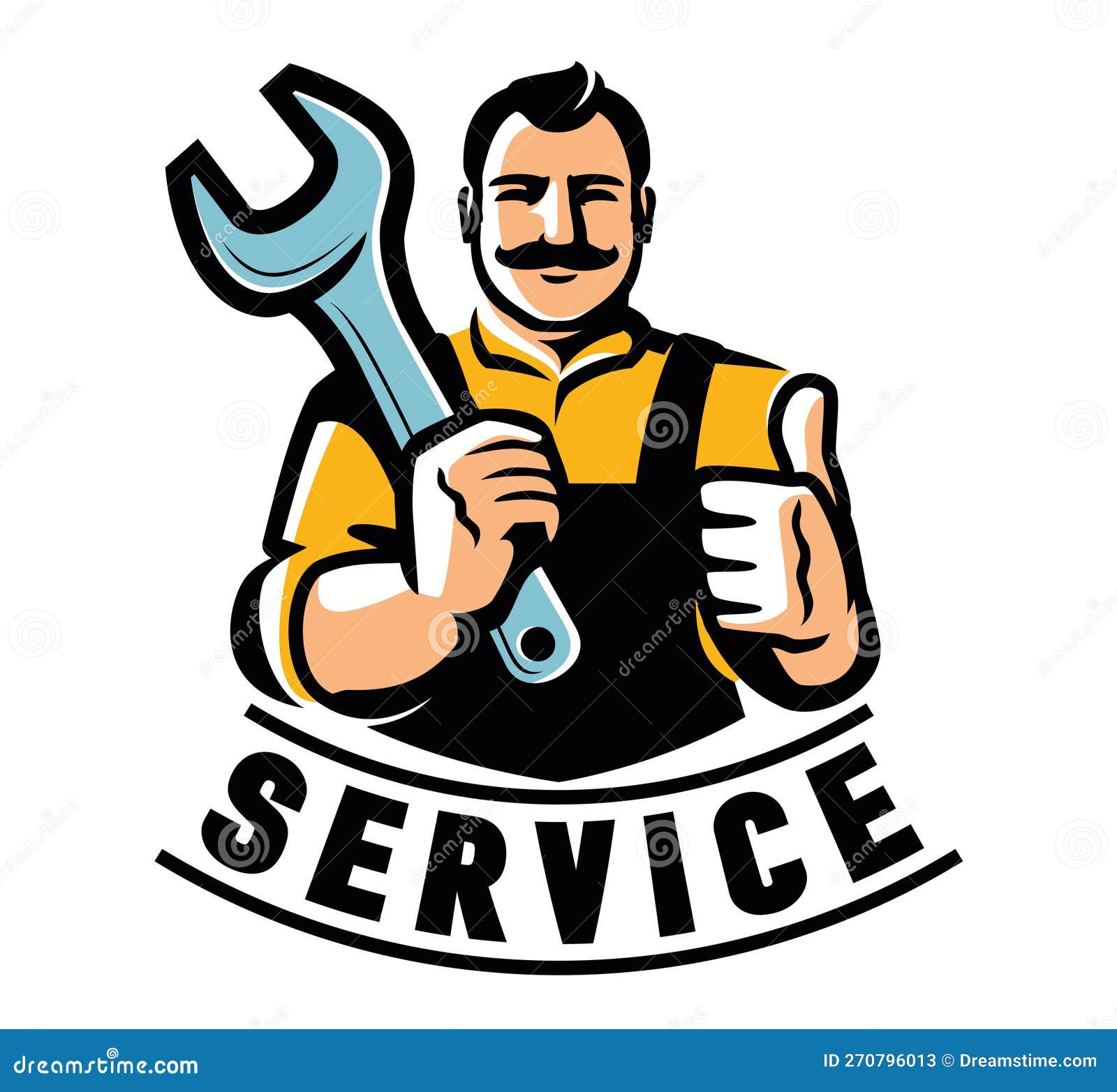 Engineer with Wrench. Worker Technician Mechanic Builder Logo. Workshop ...