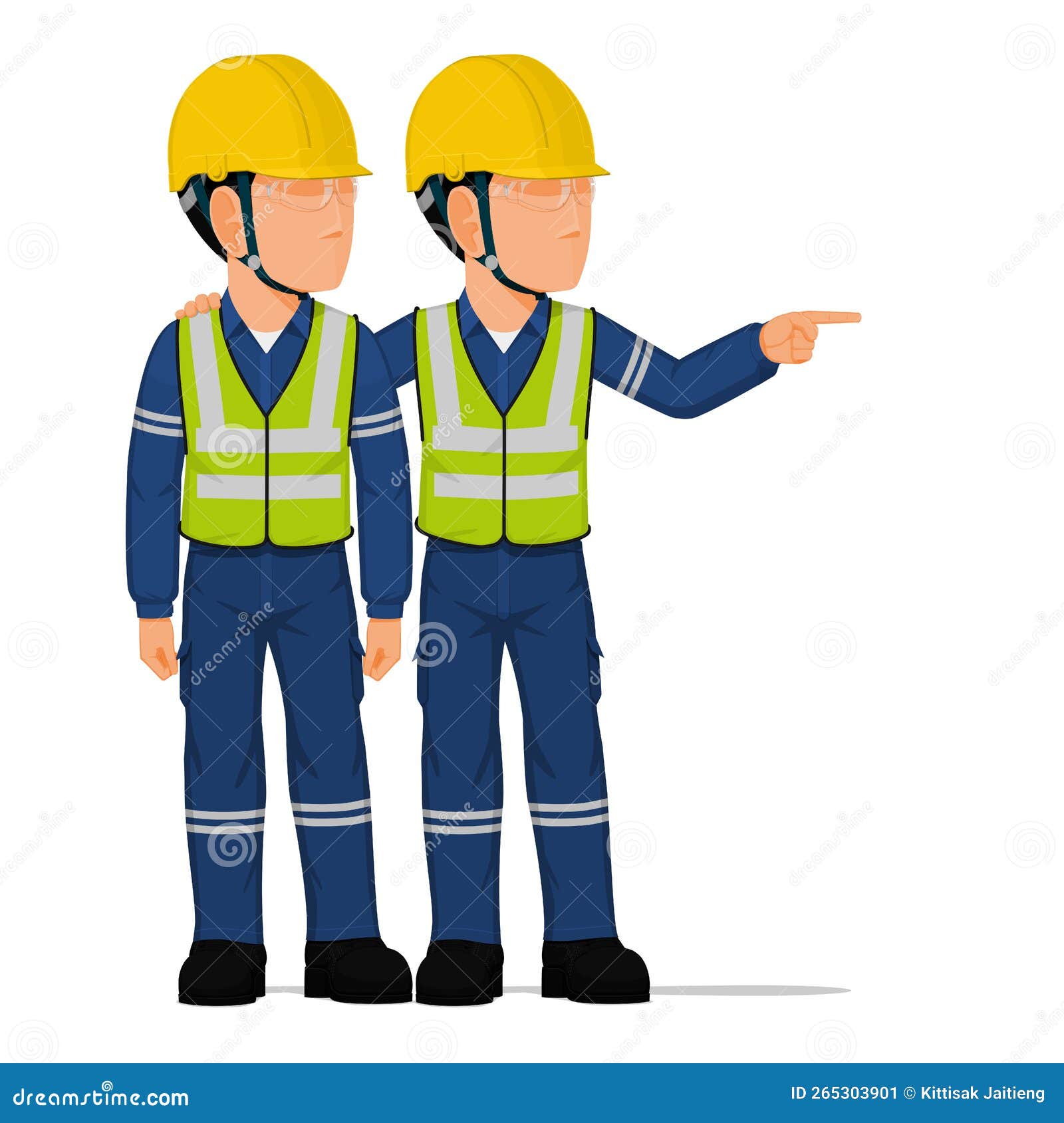 A Worker is Telling His Friend To Look at Something Stock Vector ...