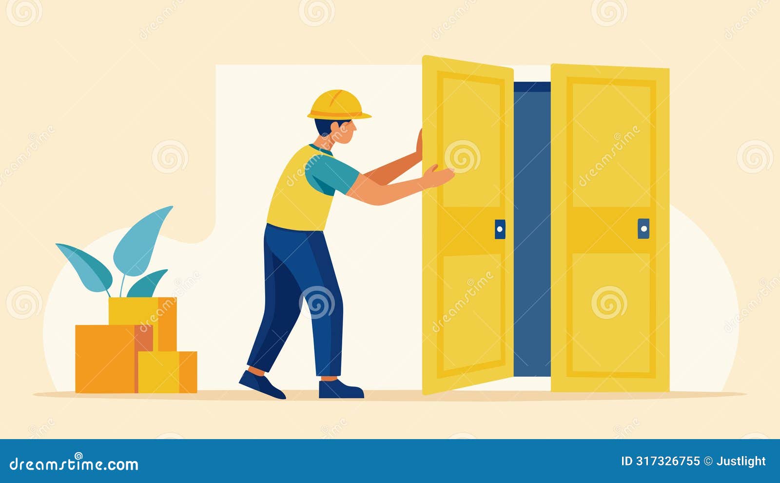 The Worker Testing the Door by Opening and Closing it Multiple Times To ...